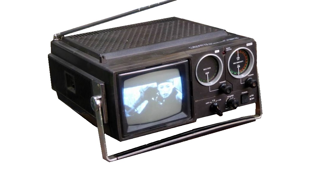 Practical, very portable, black & white 4" CRT TV | Electro Props Hire