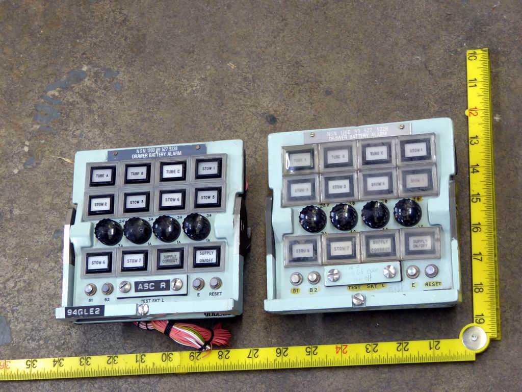 Navy torpedo control panels in duck egg blue with rectangular buttons ...