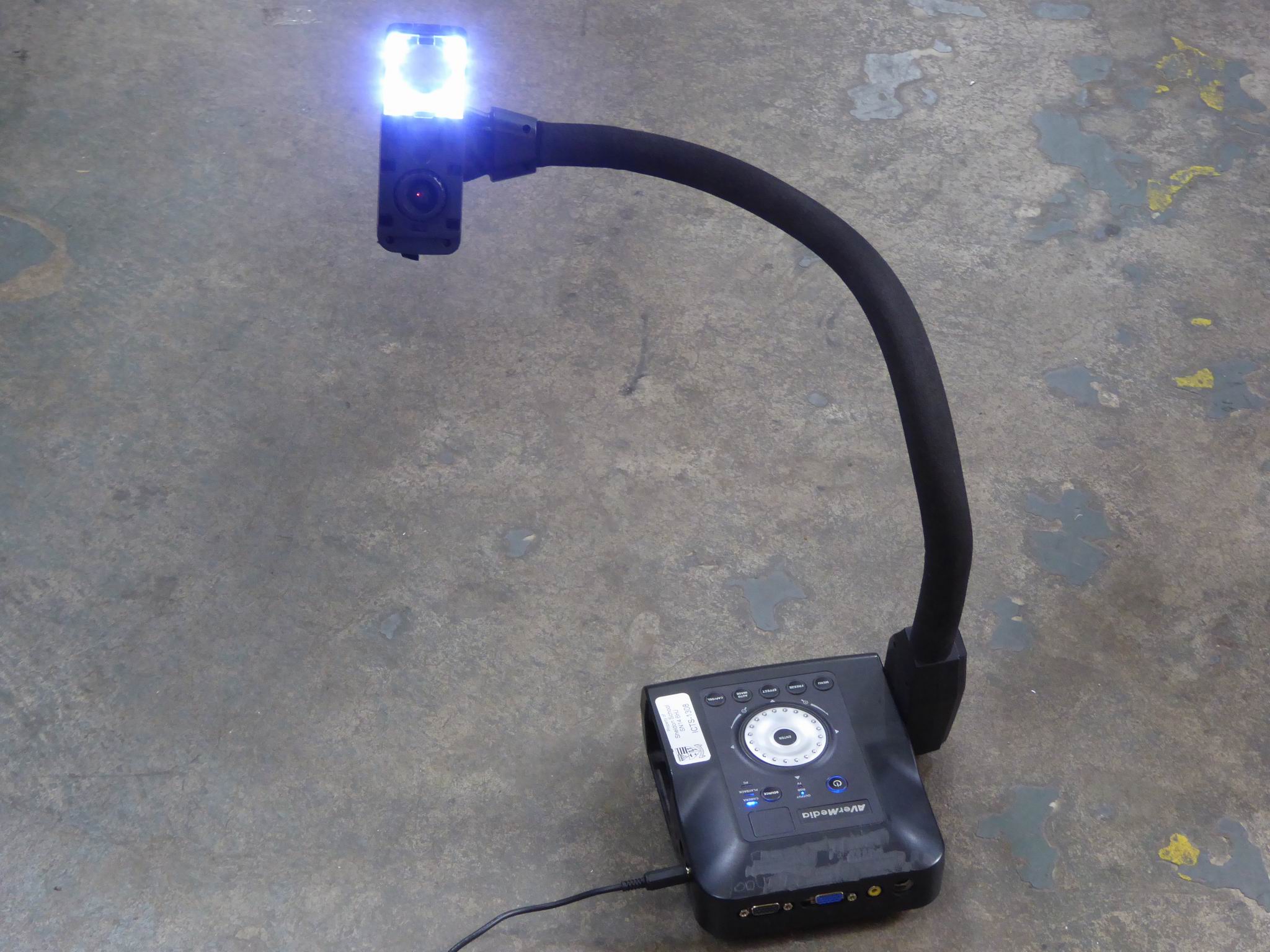 Practical goose neck video camera on stand with tilting illuminator ...