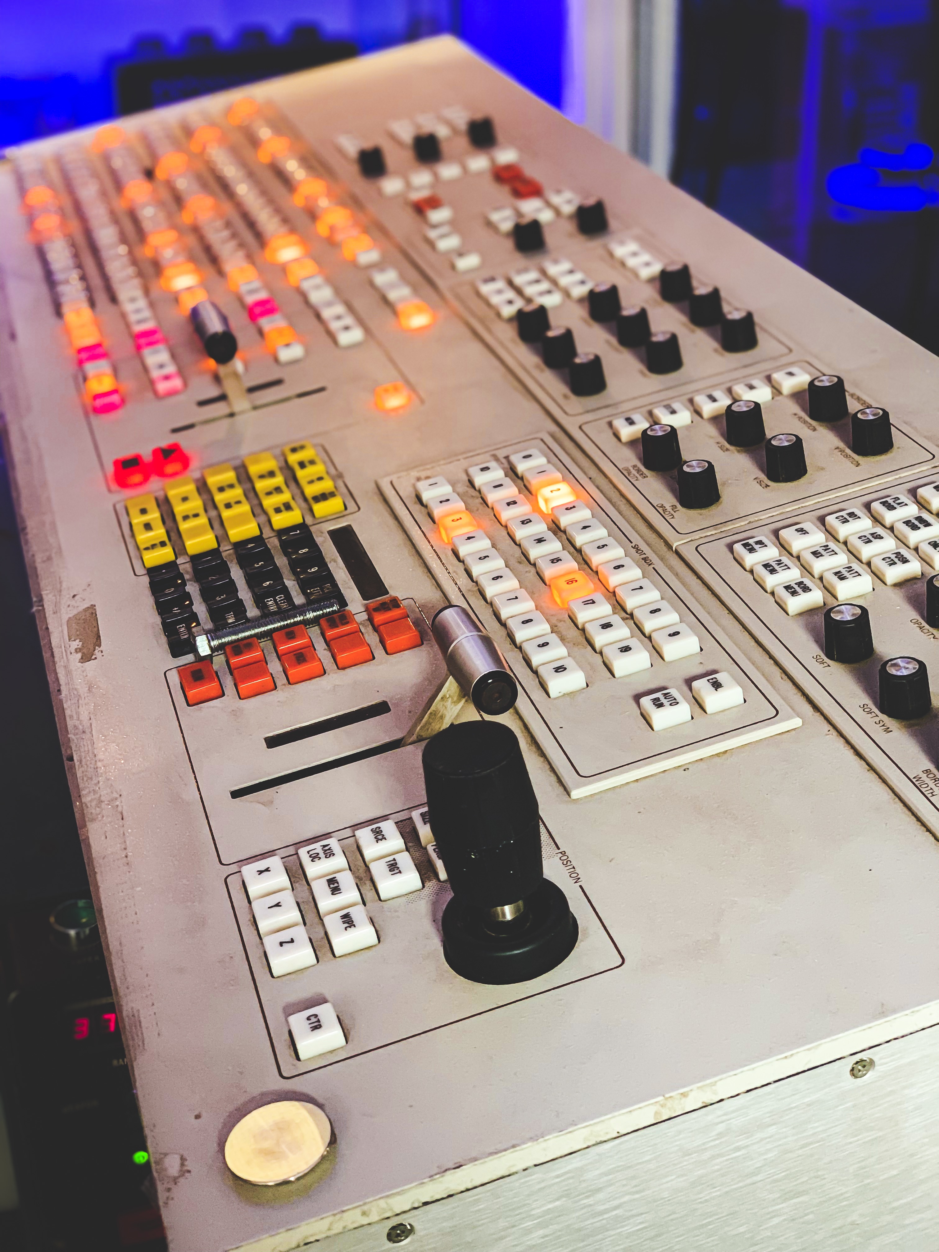 Large practical vision mixer console with colourful buttons | Electro ...