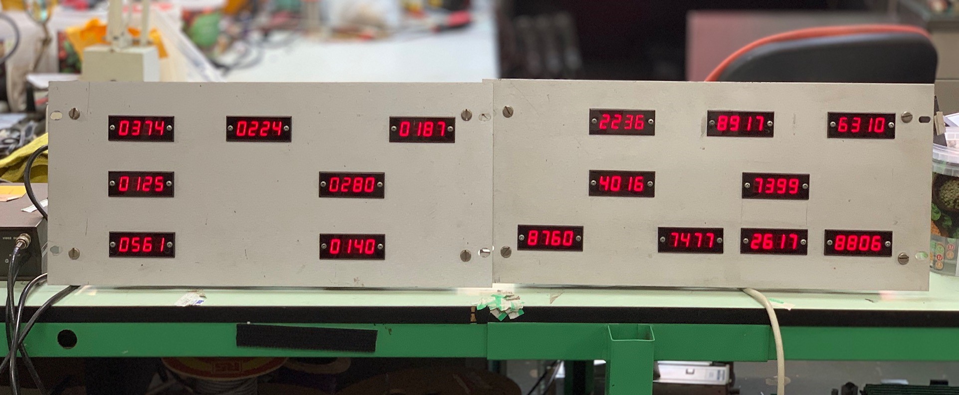 Aluminium 19" rack panels with digital number displays | Electro Props Hire