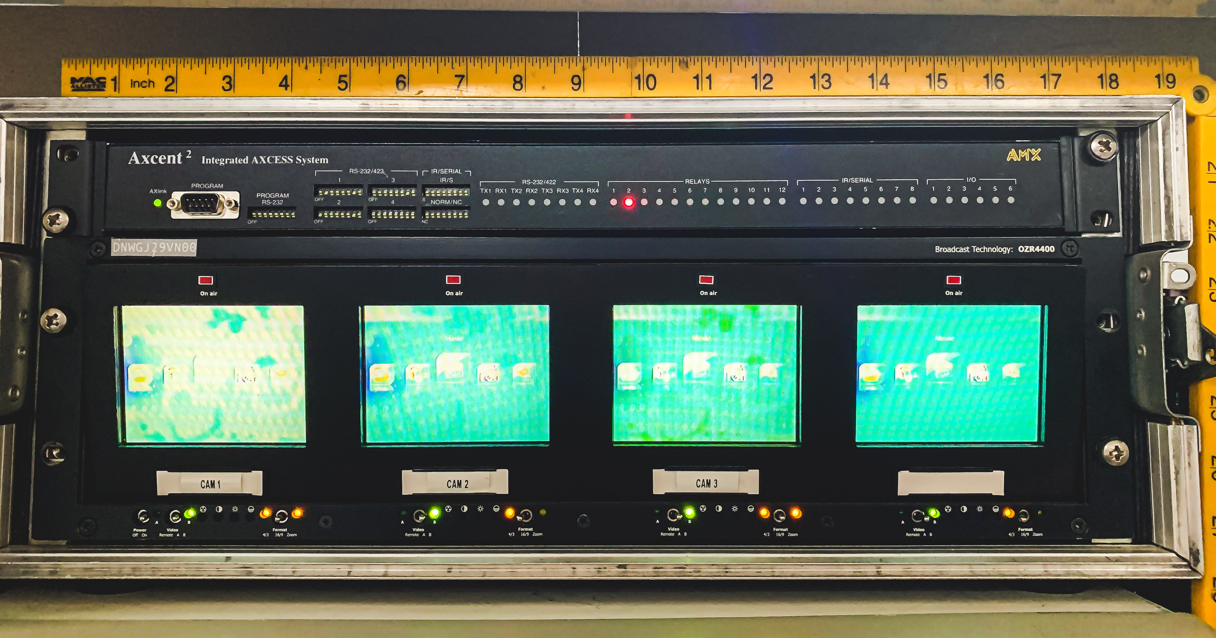 One bank of four 4" LCD monitors | Electro Props Hire