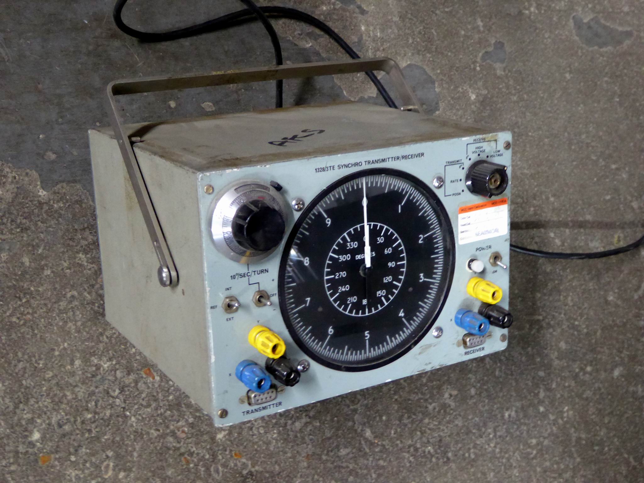 Navy look synchro test box with huge circular dial, knobs & coloured ...