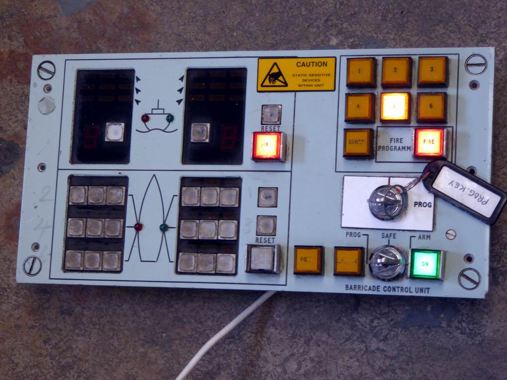 Practical navy panel with square illuminated buttons & twin key ...