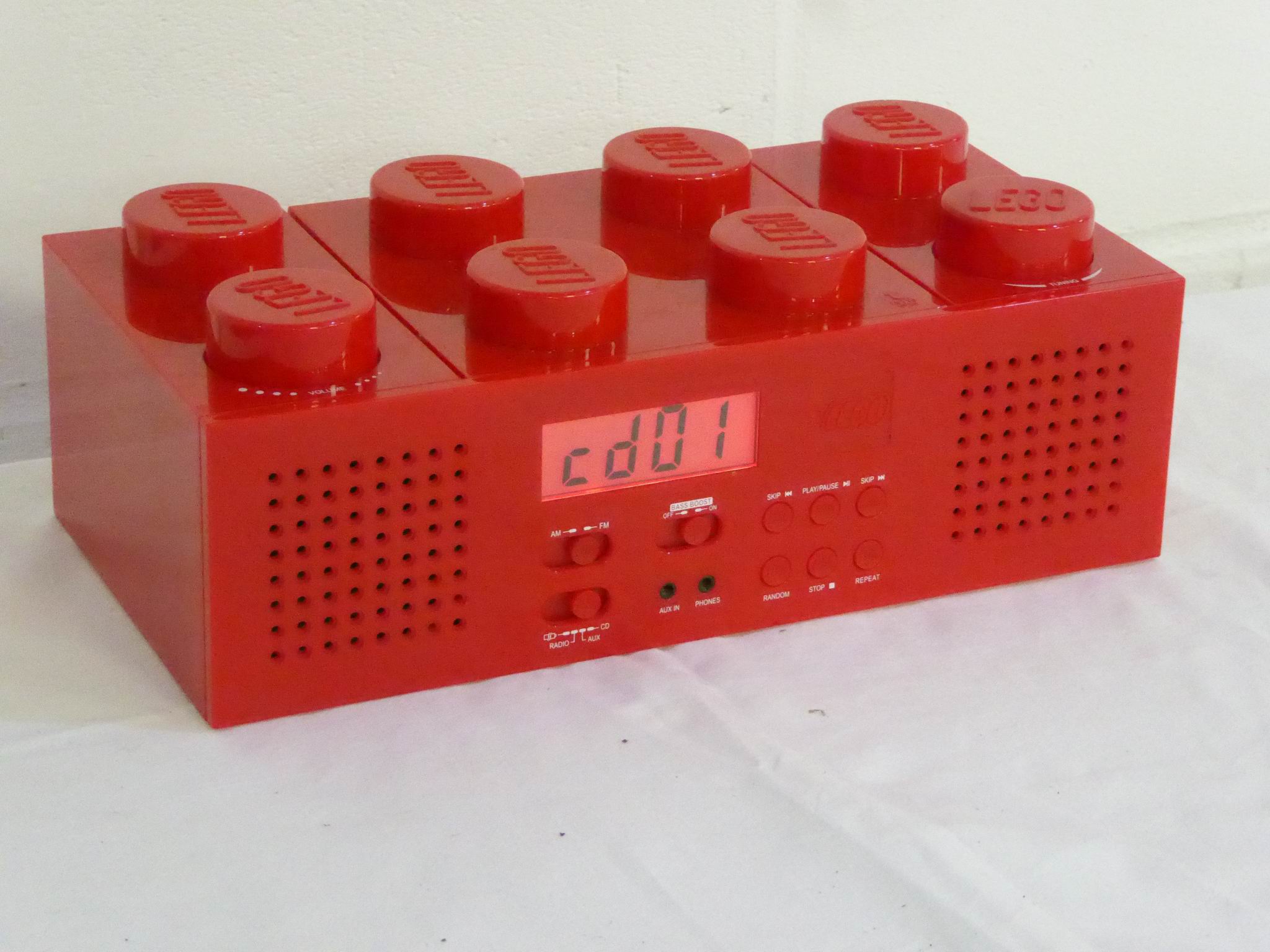 Practical bright red Lego brick themed radio/CD player/boom box with in ...