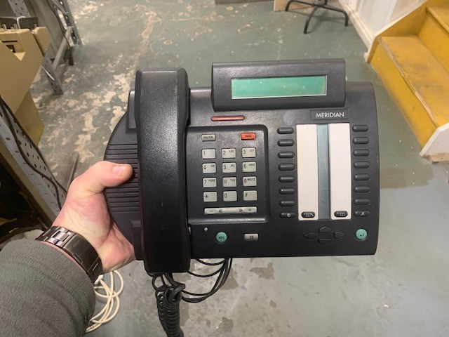 Black office phone (Meridian) | Electro Props Hire