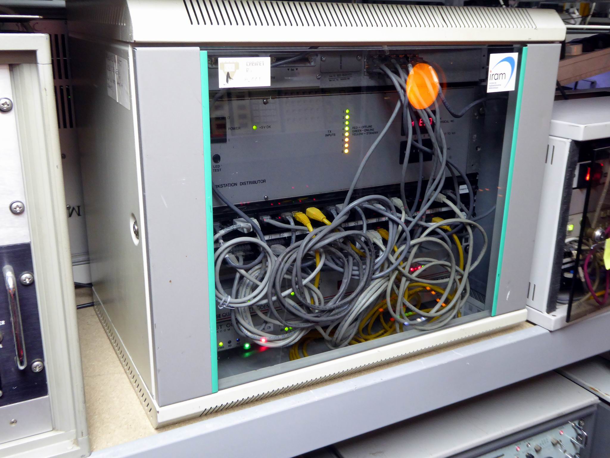 Practical glass-fronted network communications cabinet with twinkling ...