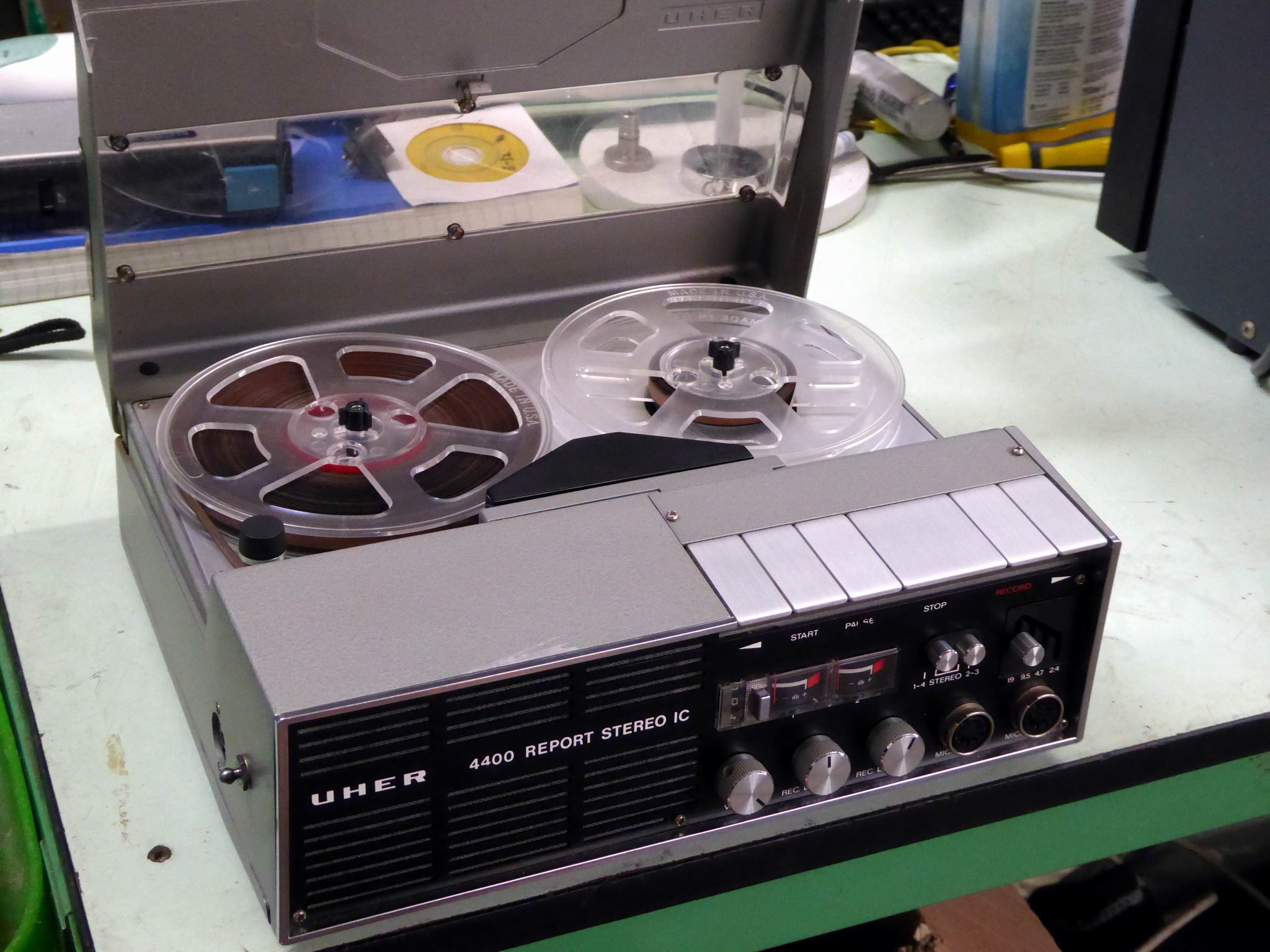 Practical fully portable Uher reel to reel tape recorder with carrying strap | Electro Props Hire