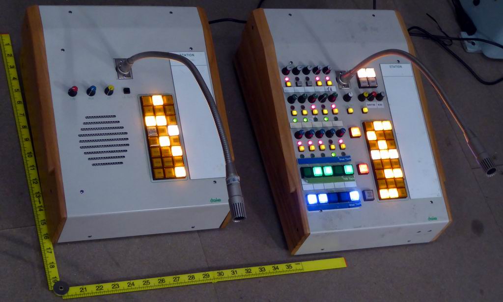 Wooden cheeked console microphone with buttons | Electro Props Hire