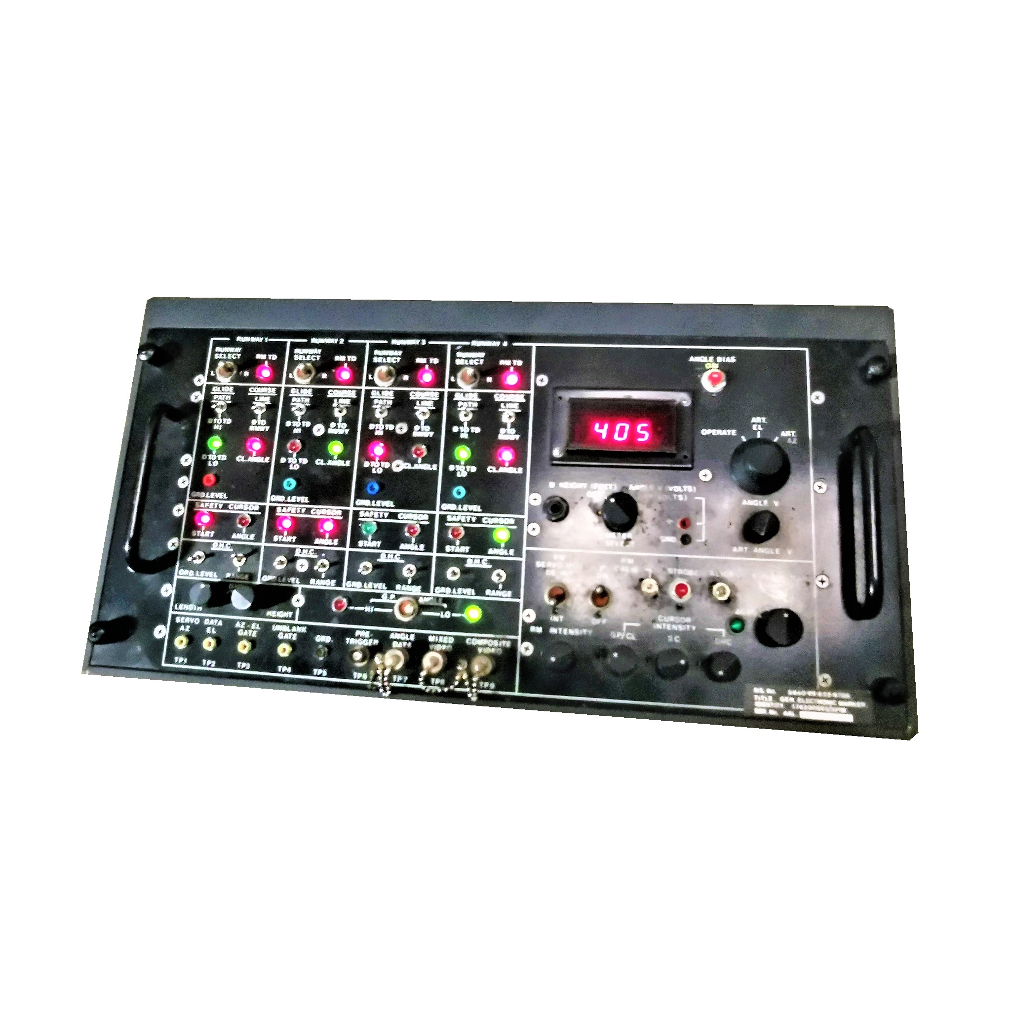 Practical military radar control panel in black with LEDs & digital ...
