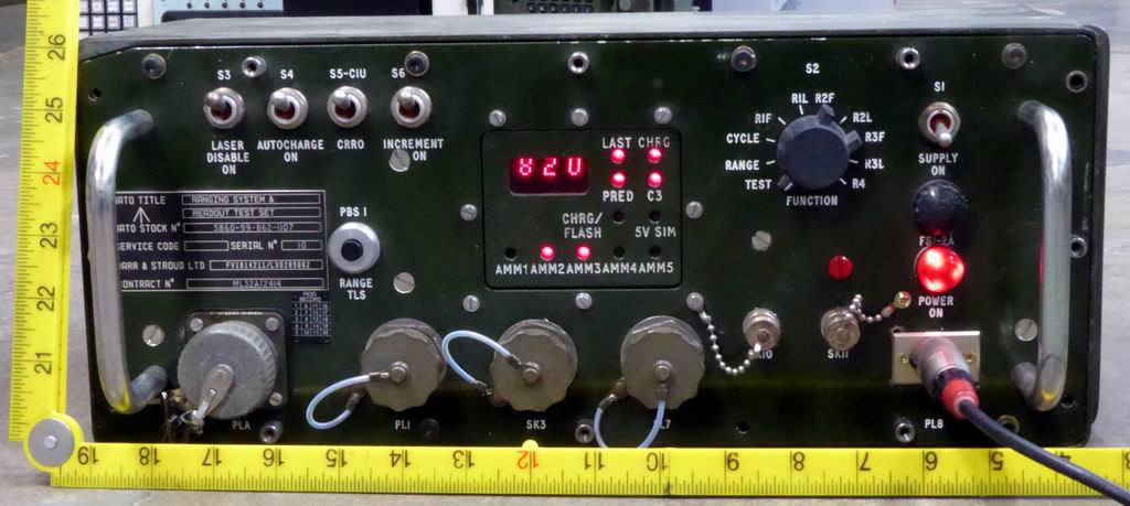 Practical olive coloured army electronics box with animated LED display ...