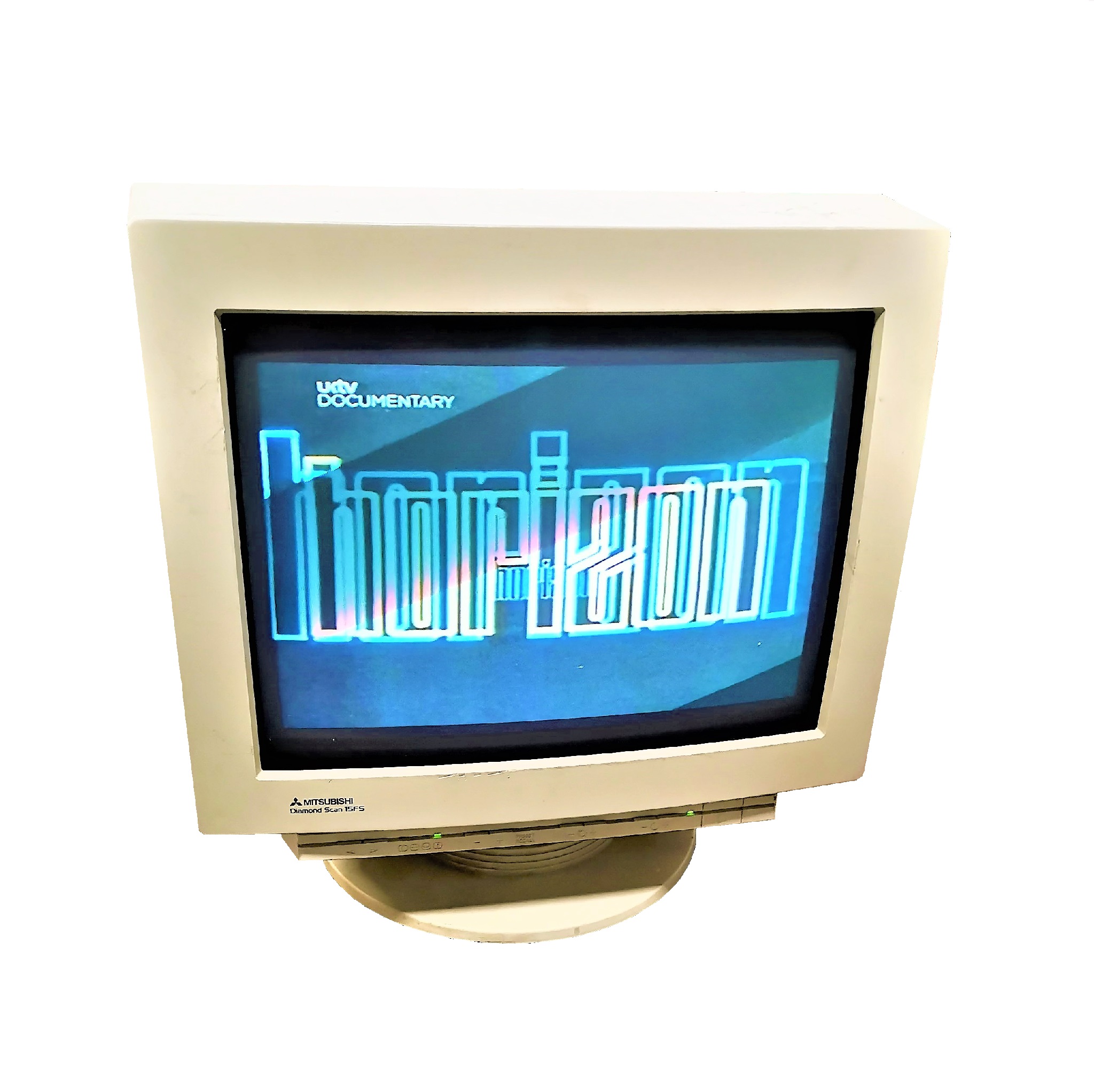 Practical 1990s beige 15" VGA computer monitor on swivel stand ...