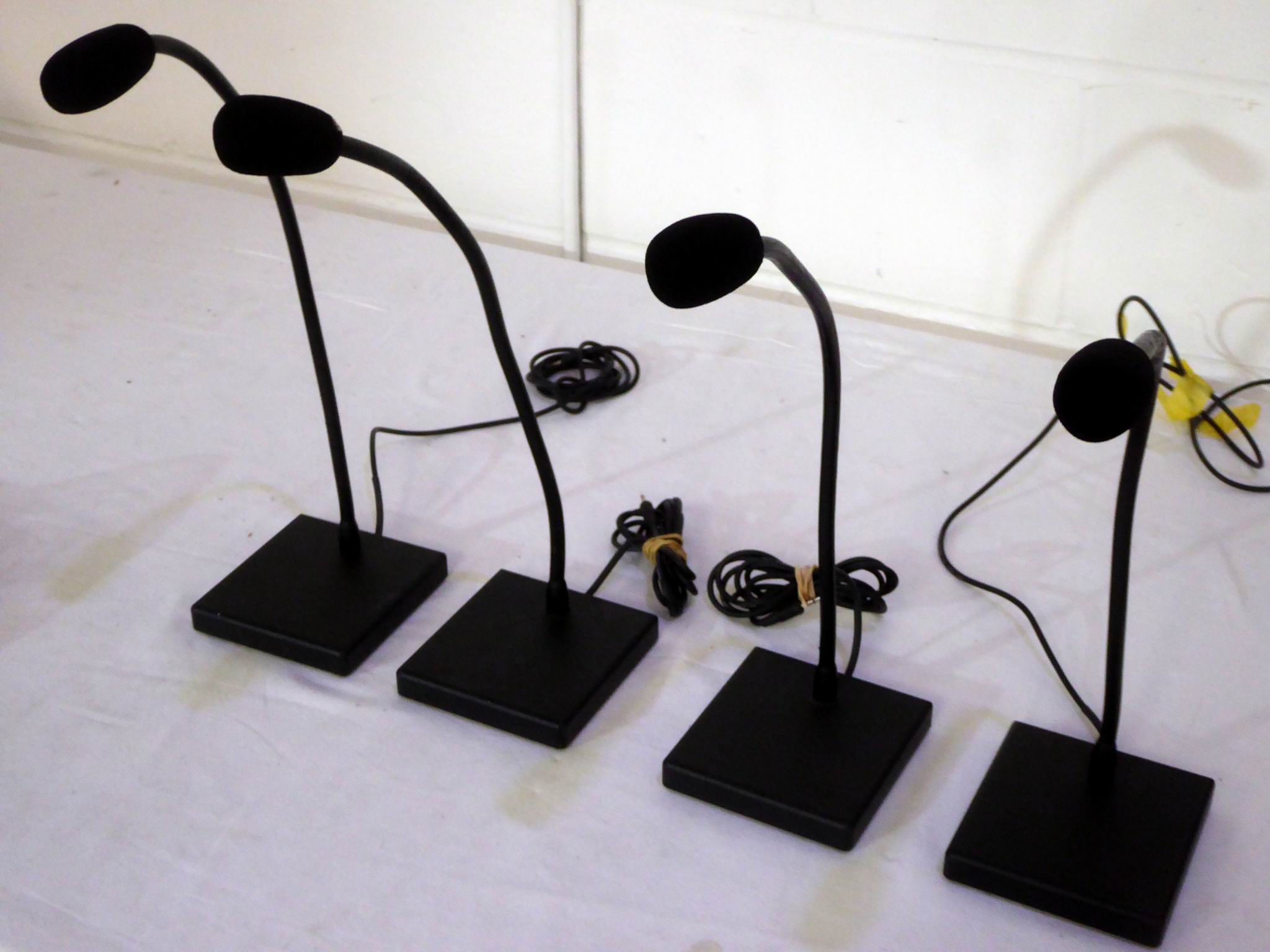 Modern bendy goose neck desktop microphones | Electro Props Hire
