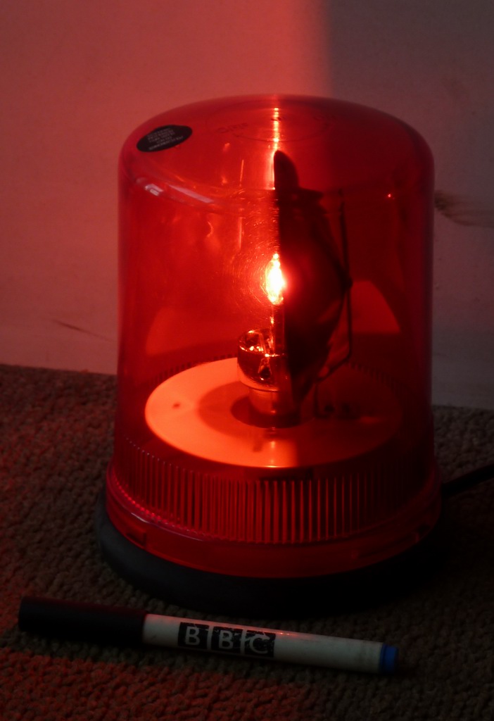 Rotating beam vehicle hazard beacon in red, green, yellow & blue ...