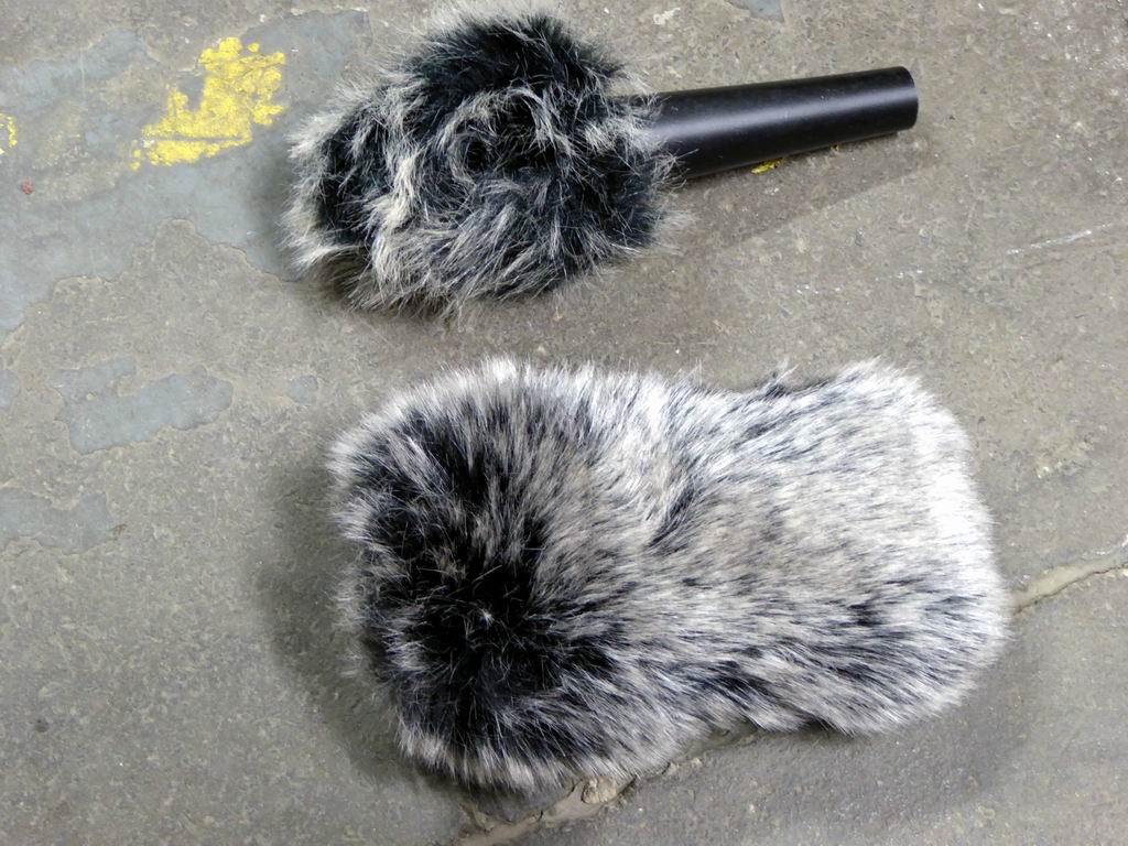 Fluffy microphone cover/wind roar preventer. | Electro Props Hire