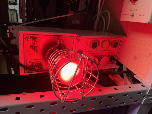 Practical caged red warning lamp with buttons and emergency switches ...
