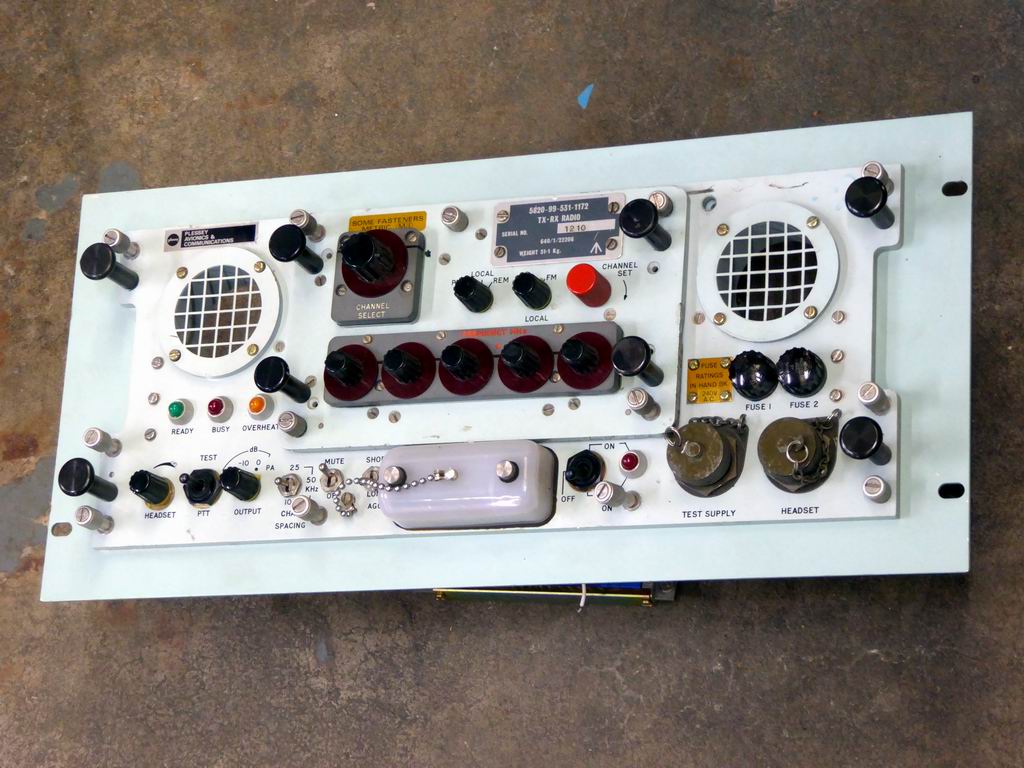 Real world British navy radio control panel with knobs, switches ...