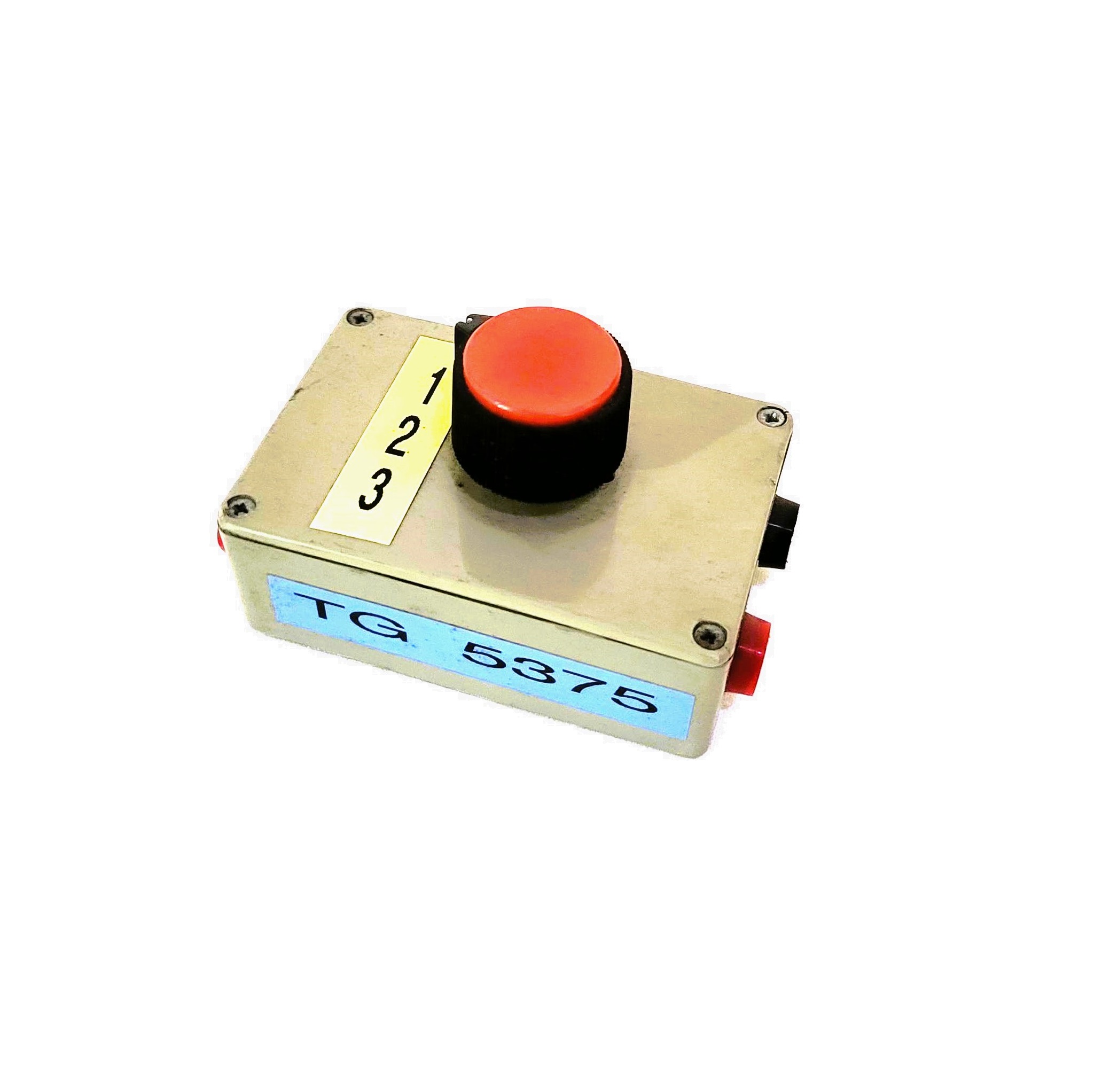 Small Grey Junction Box With Red Button | Electro Props Hire