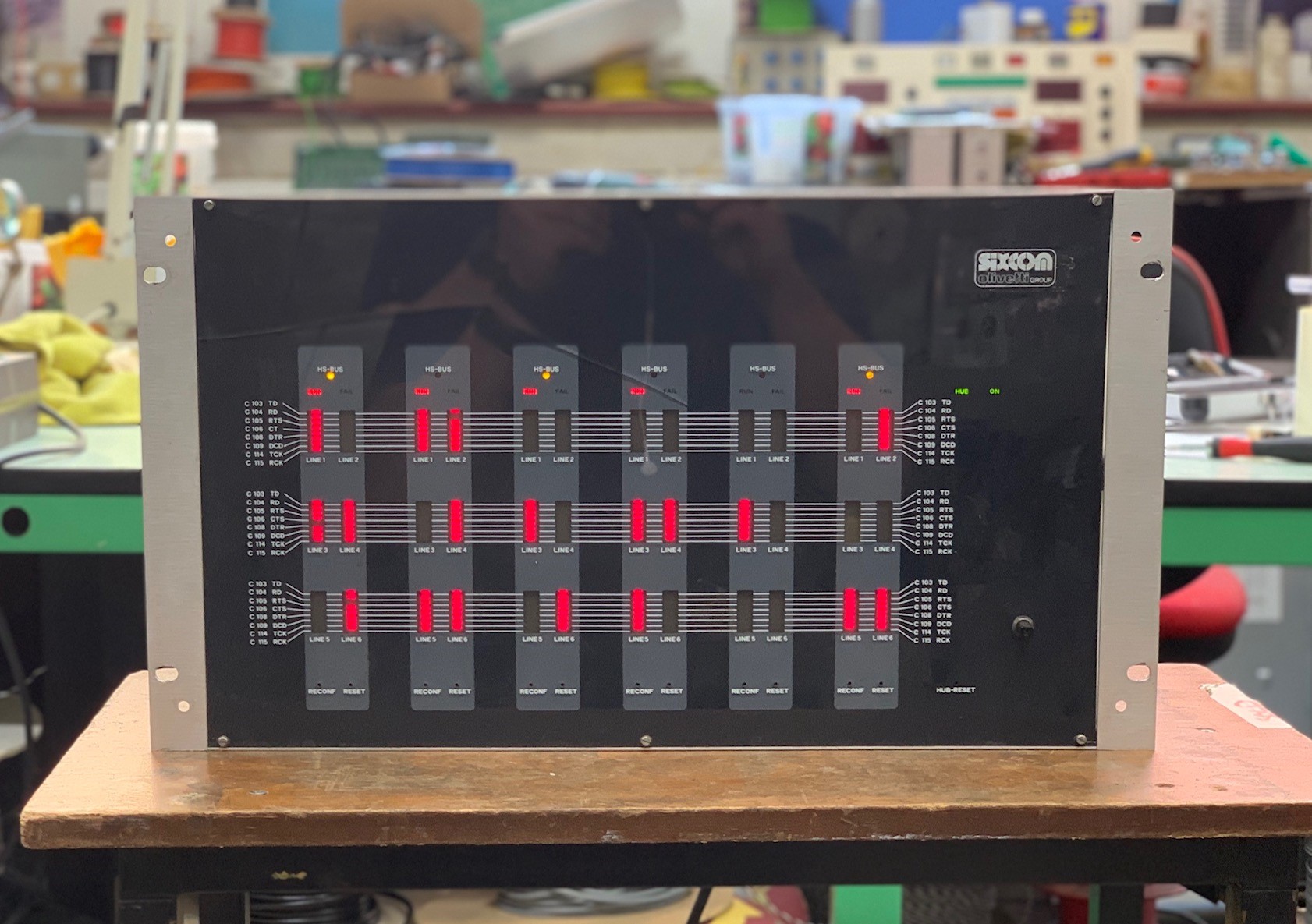 Large black 19" rack panel with red or green LED bar lights | Electro ...