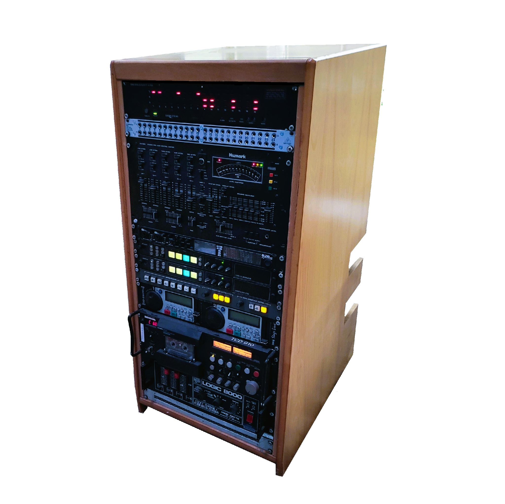 Audio Themed Wood Sided Server Rack Type 3 | Electro Props Hire
