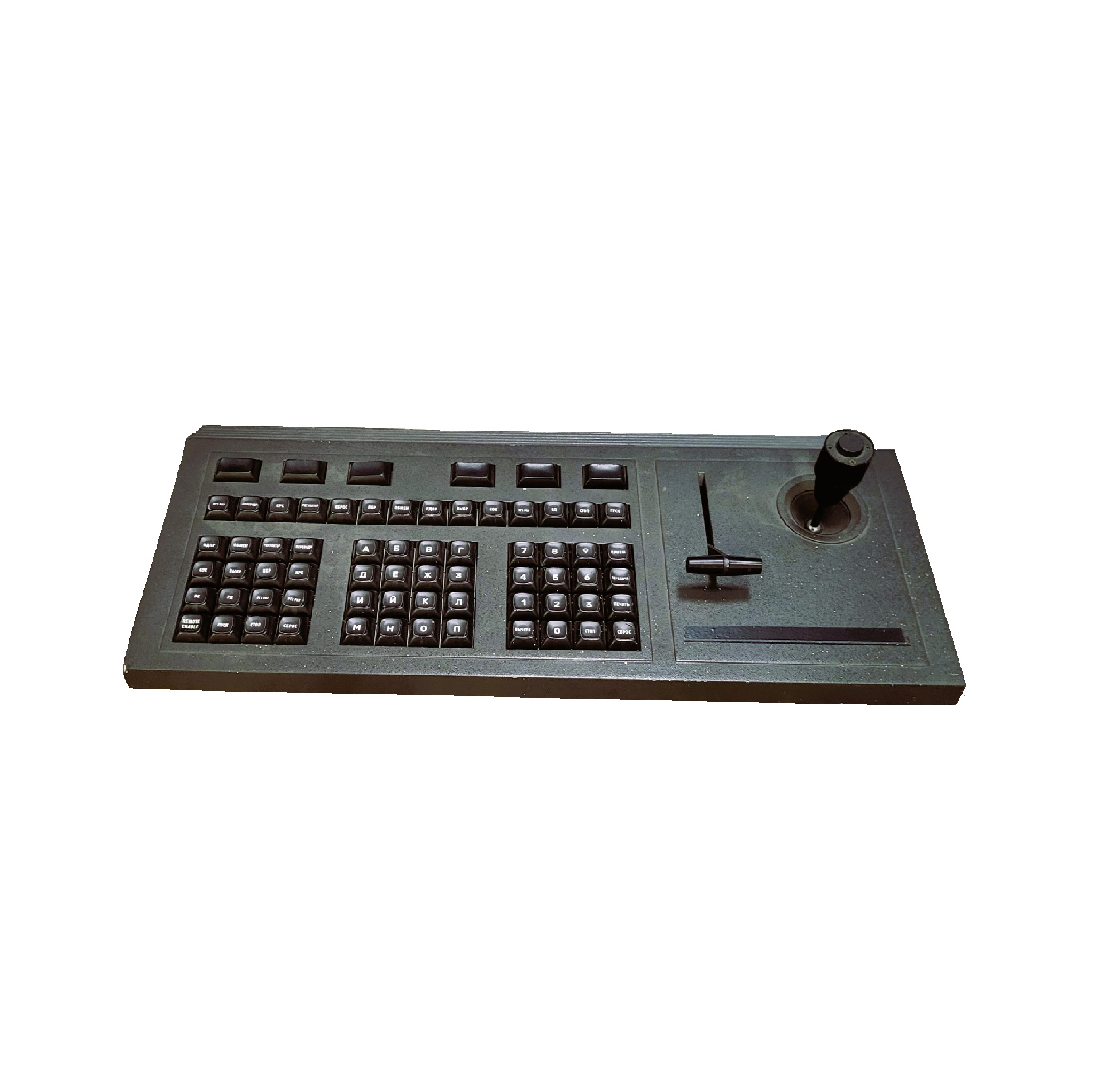 Charcoal grey CCTV control consoles | Electro Props Hire