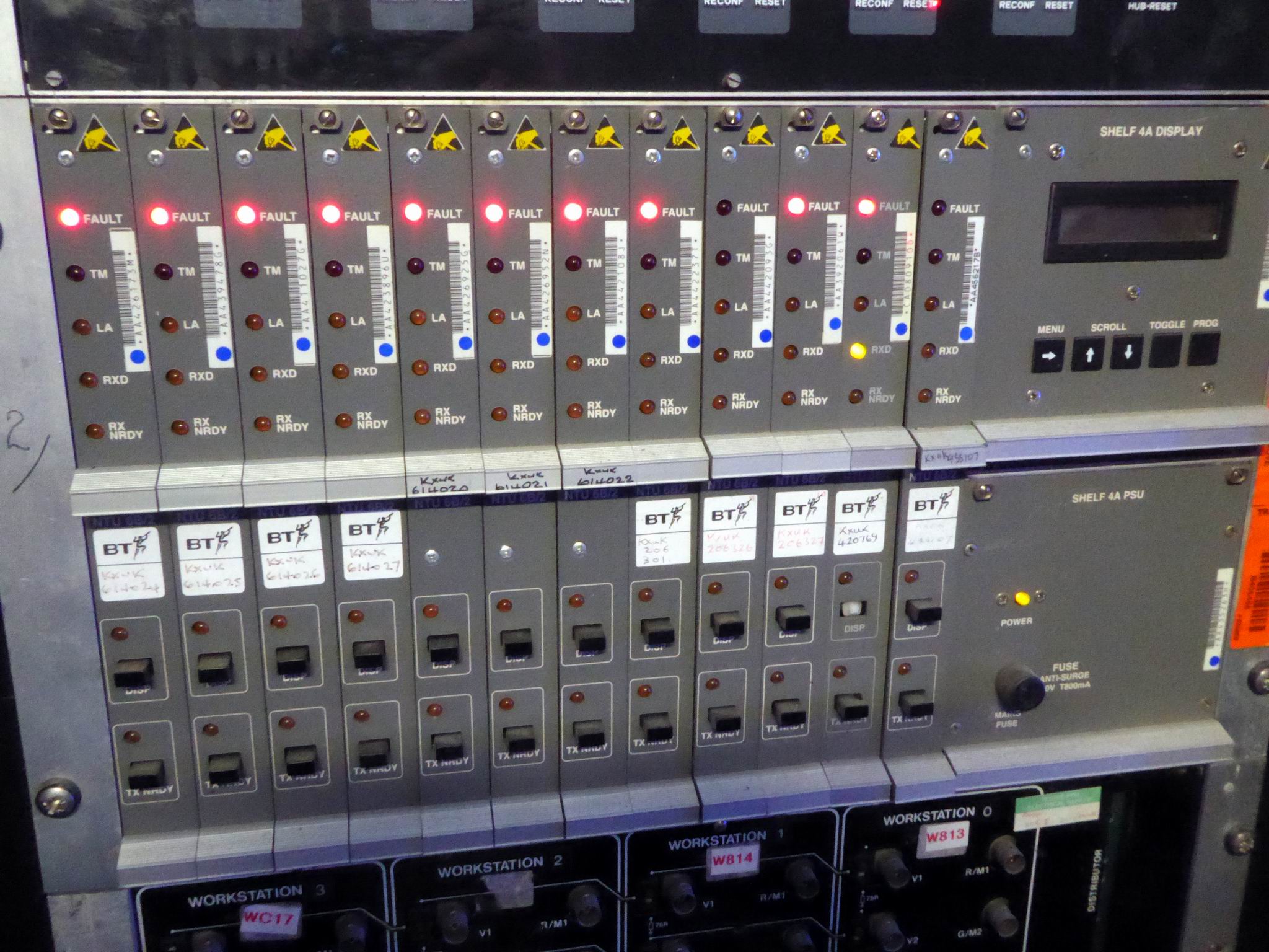 Practical modular grey modem panel with red LEDs | Electro Props Hire