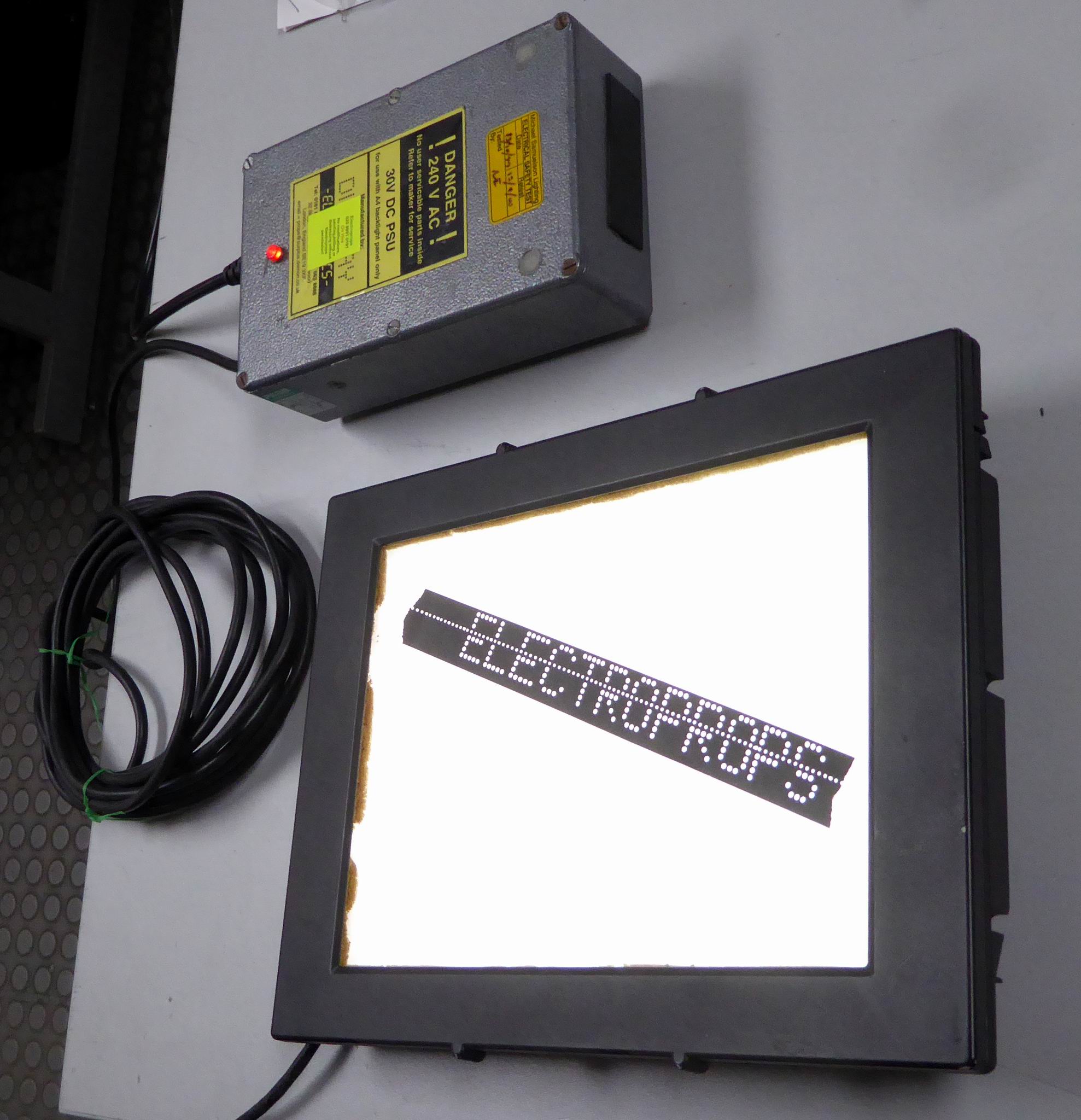 Practical A4 size light boxes with black surround | Electro Props Hire