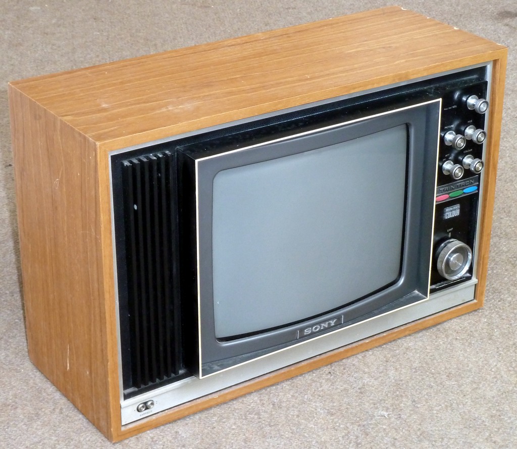 Practical 1970s Sony Trinitron TV in teak veneer | Electro Props Hire