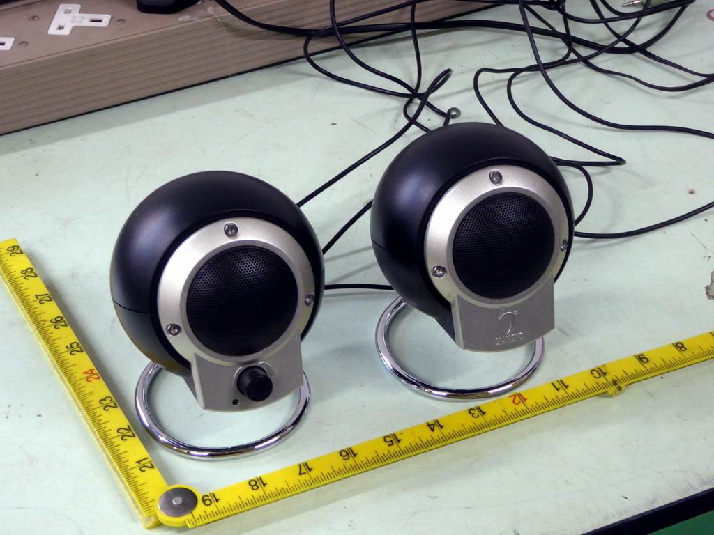 Stylish small ball shaped stereo loudspeaker pair | Electro Props Hire