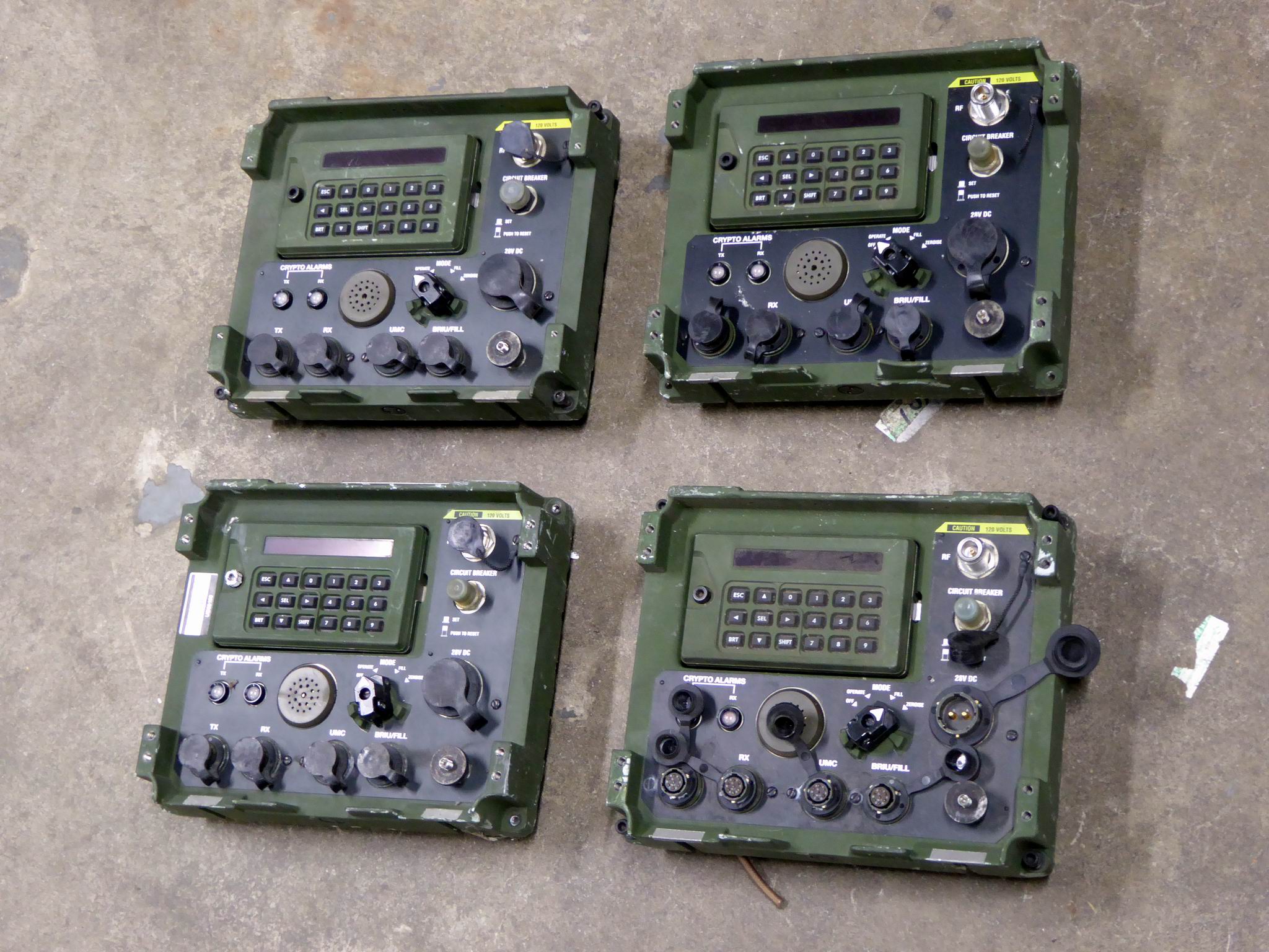 Khaki/olive green military encrypted radio communications panels ...