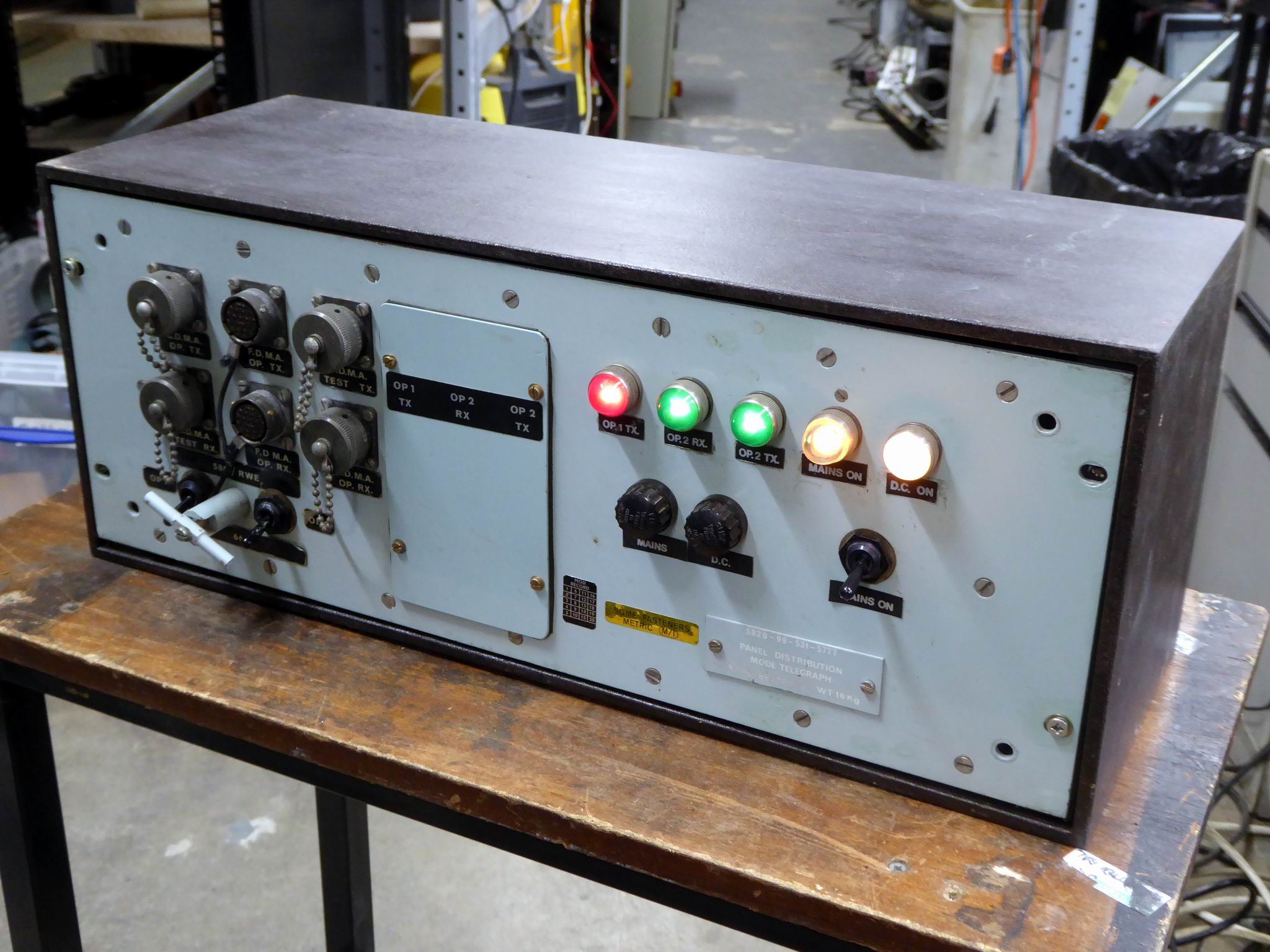Practical navy control panel with switched coloured lamps & connectors ...