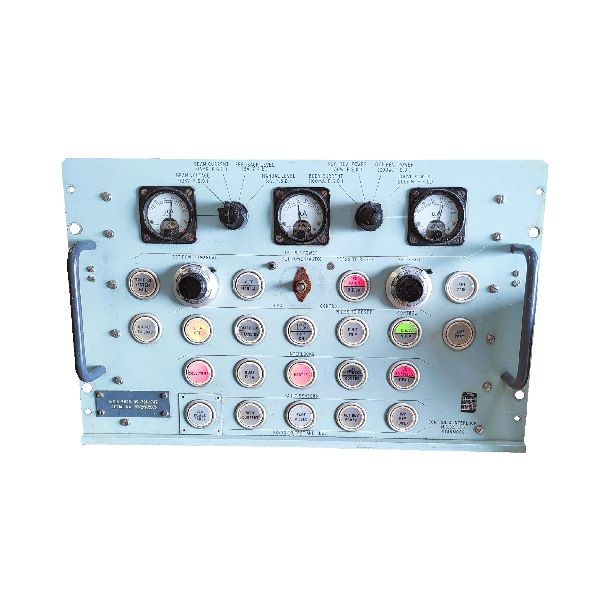 Practical admiralty blue navy control panel with illuminated round ...