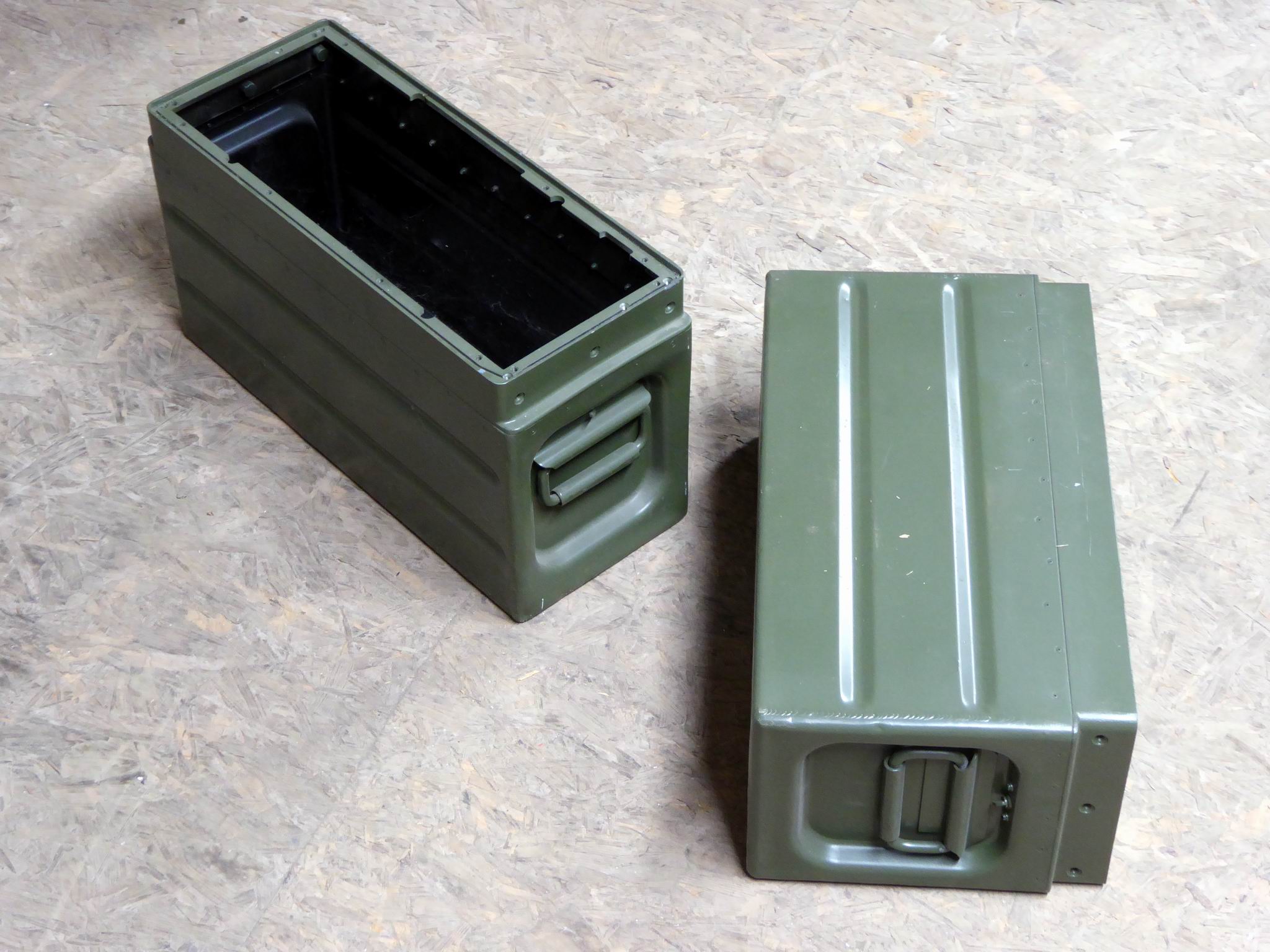 Khaki/olive green coloured ruggedised aluminium military/army cases ...