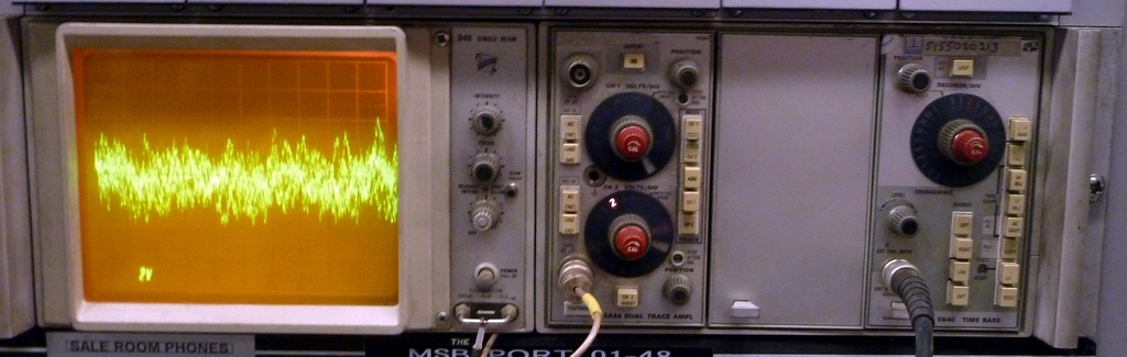 Orange screen practical rack mount oscilloscope | Electro Props Hire