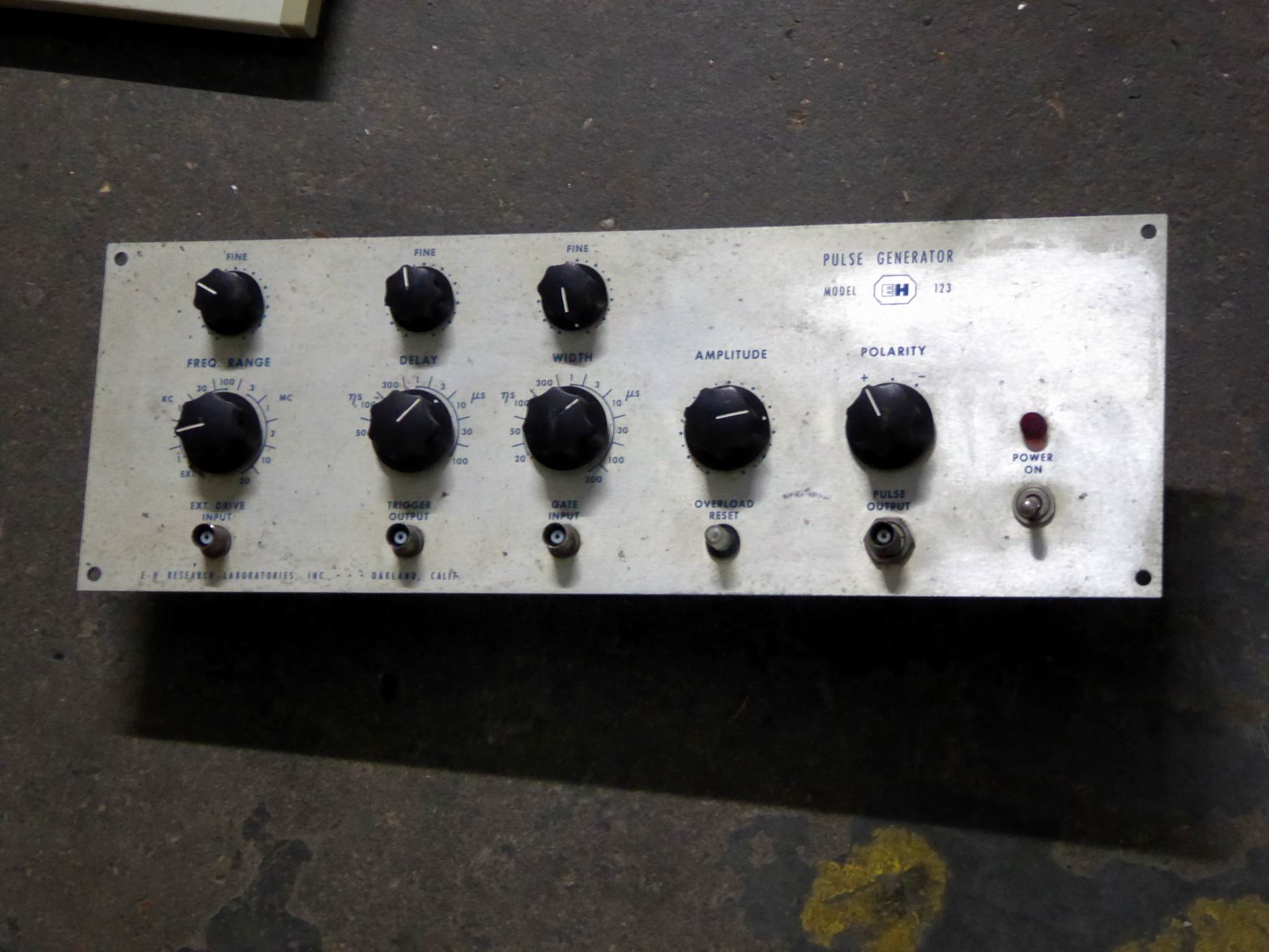 Silver Pulse Generator control panel with black knobs | Electro Props Hire