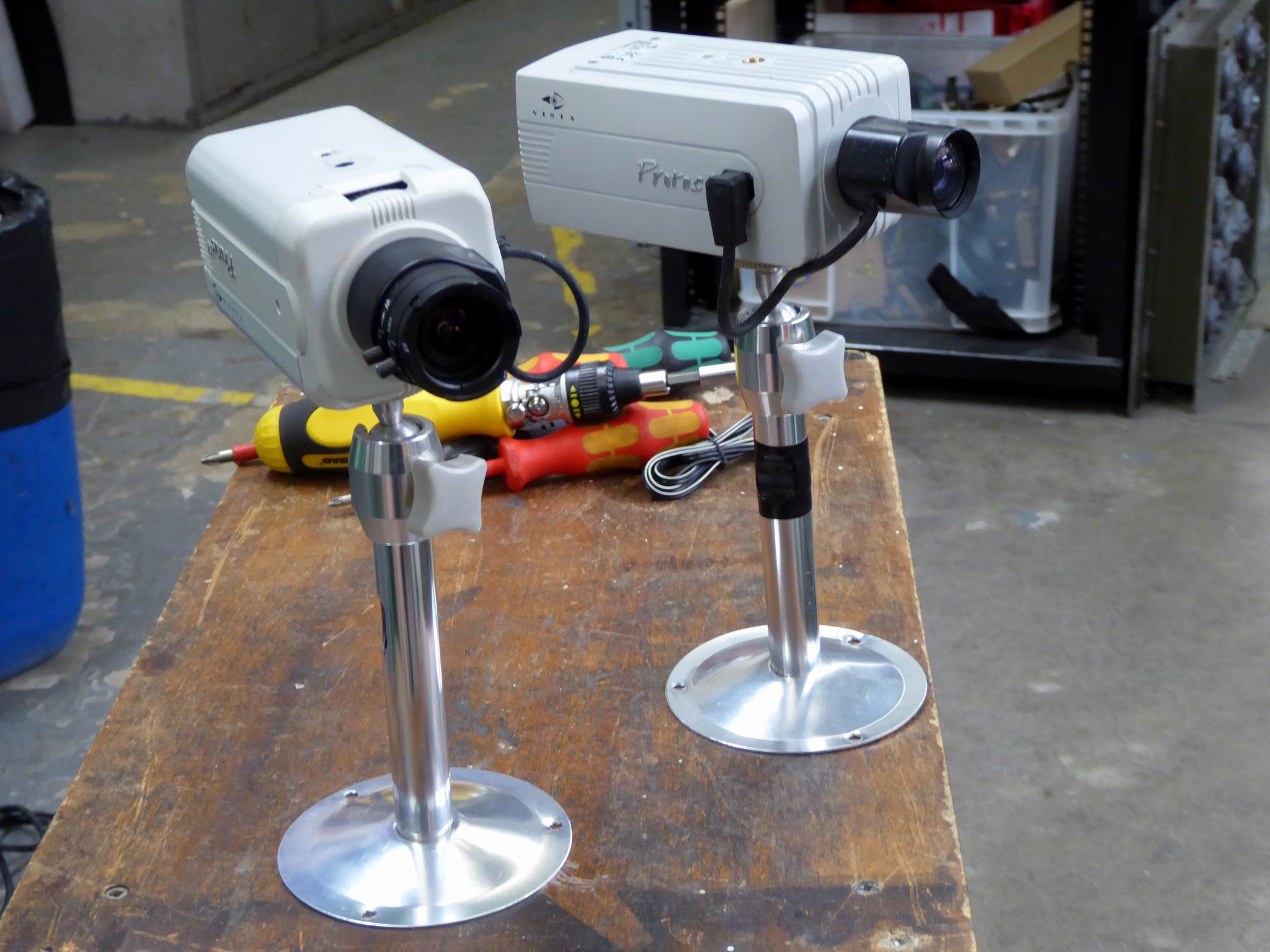 Internal traditional style CCTV cameras with universal mounting brackets | Electro Props Hire