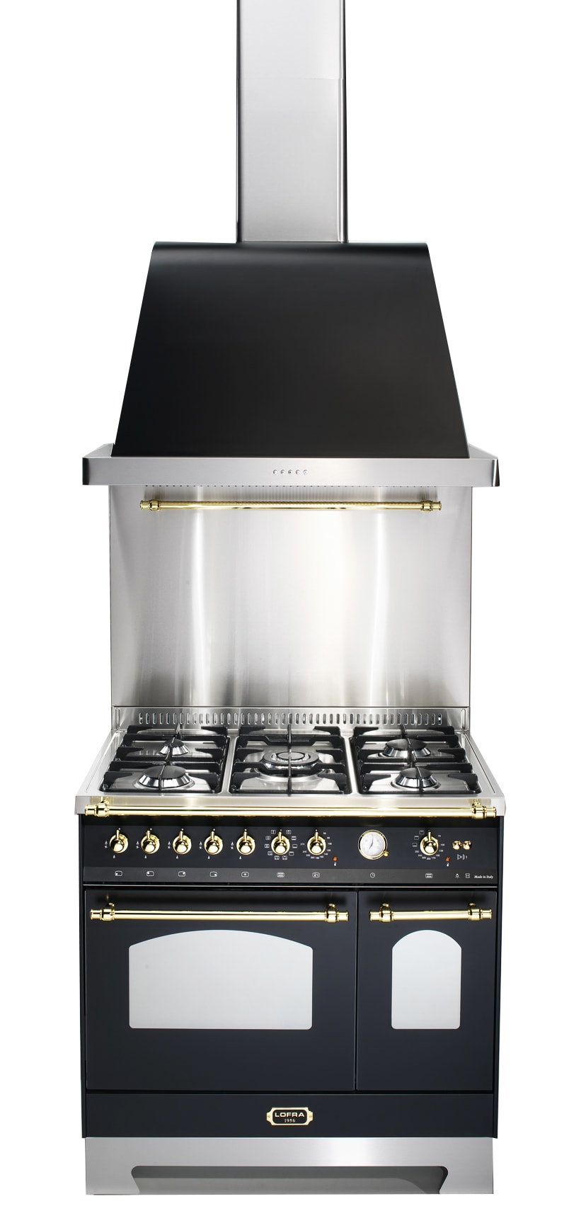 Cooker package Black/Brass - Dolce Vita 90 cm (cooker + extractor hood ...