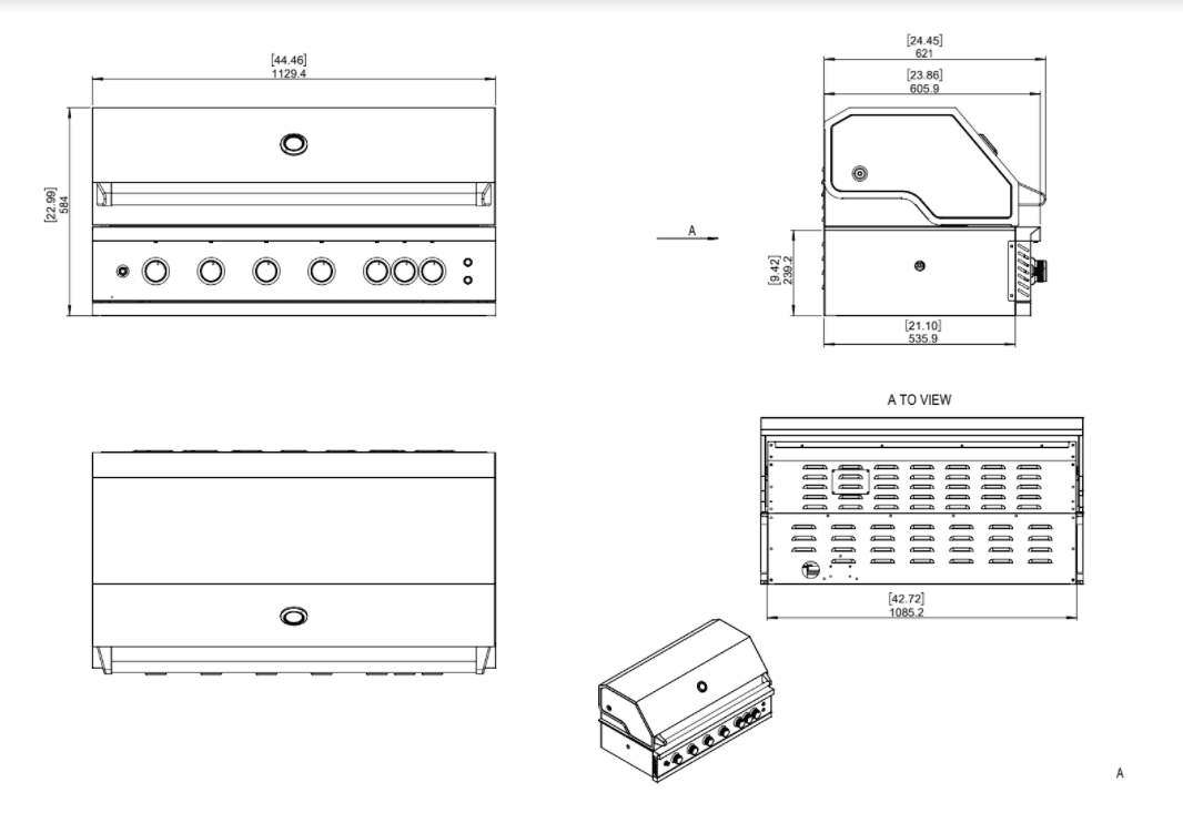 Built-in - Einbau-Gasgrill mit 6 Brennern