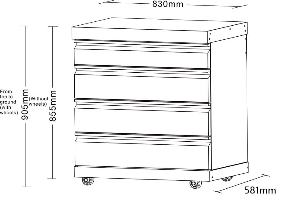 Black Collection - Module with 4 drawers