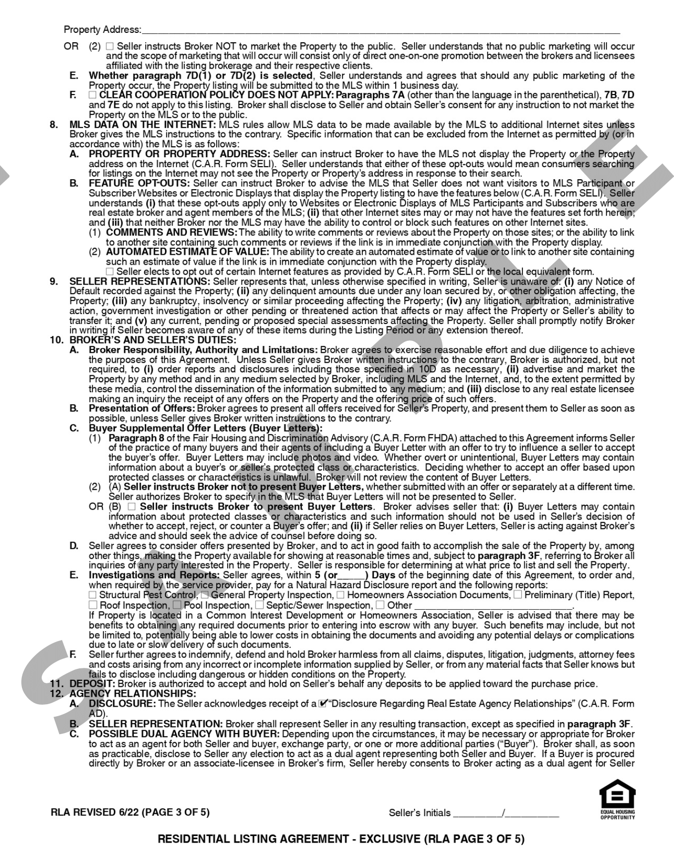 Sample Listing Agreement - Room Real Estate