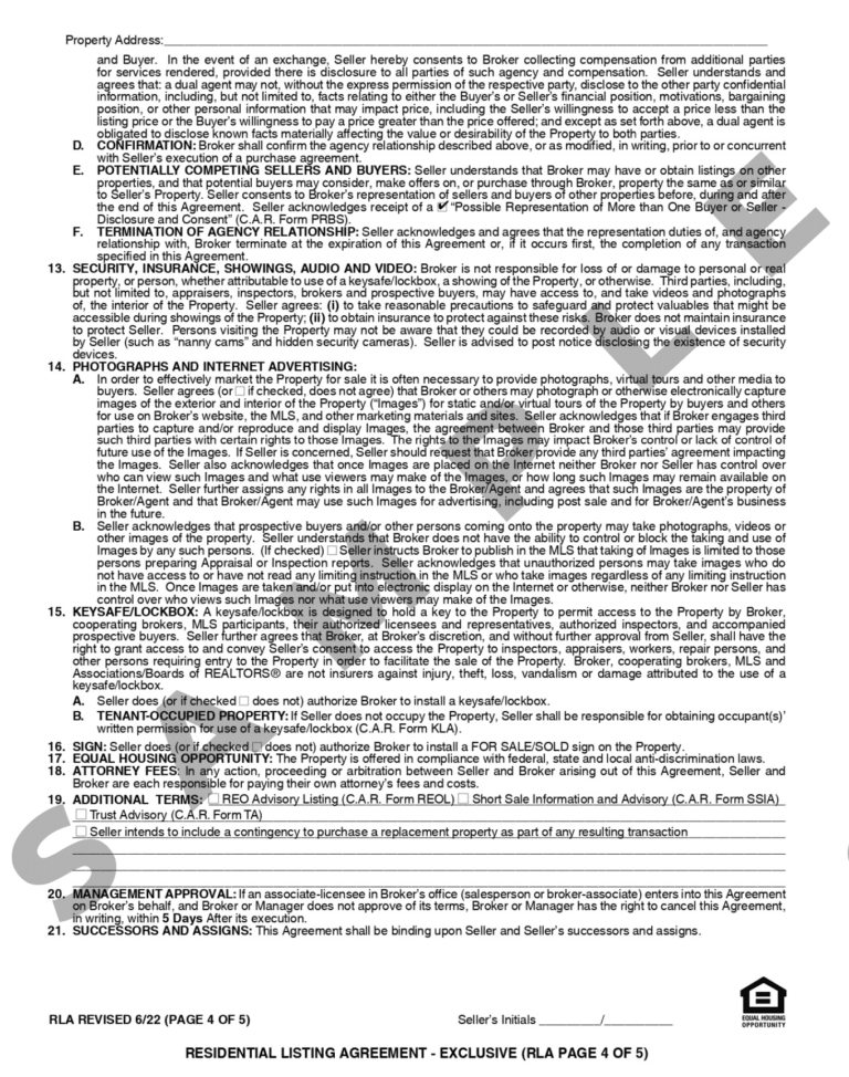 Sample Listing Agreement - Room Real Estate