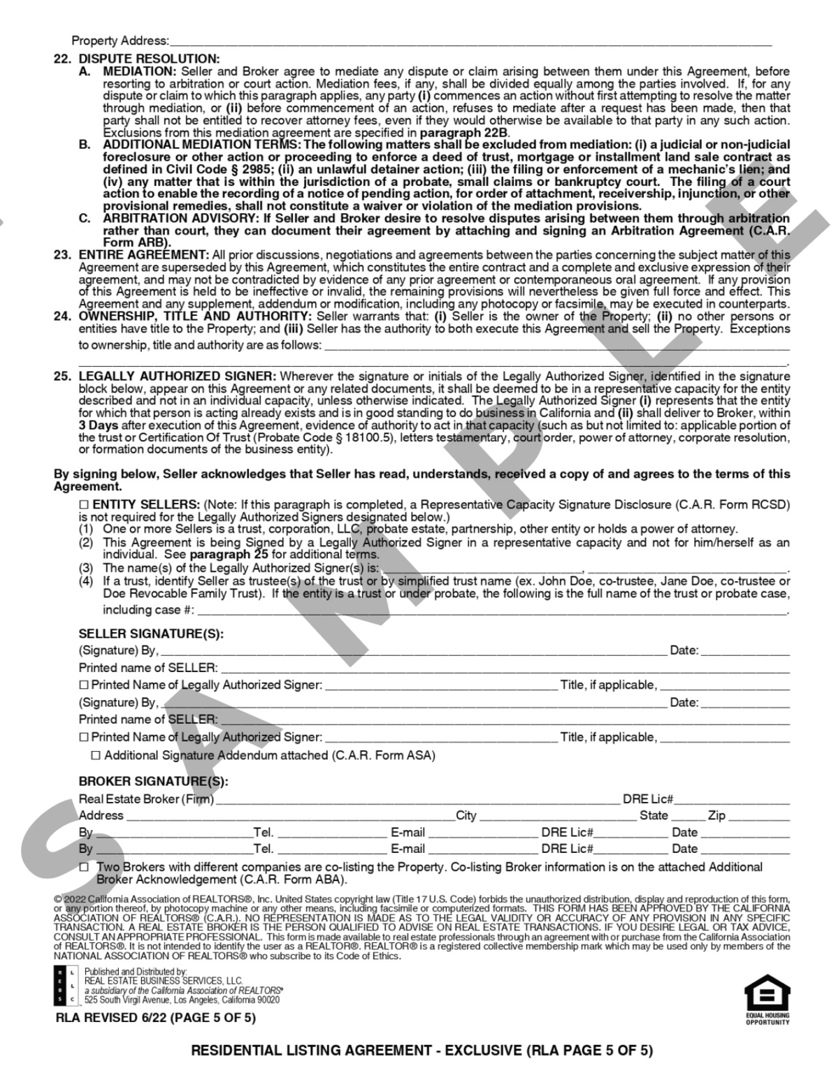 Sample Listing Agreement - Room Real Estate
