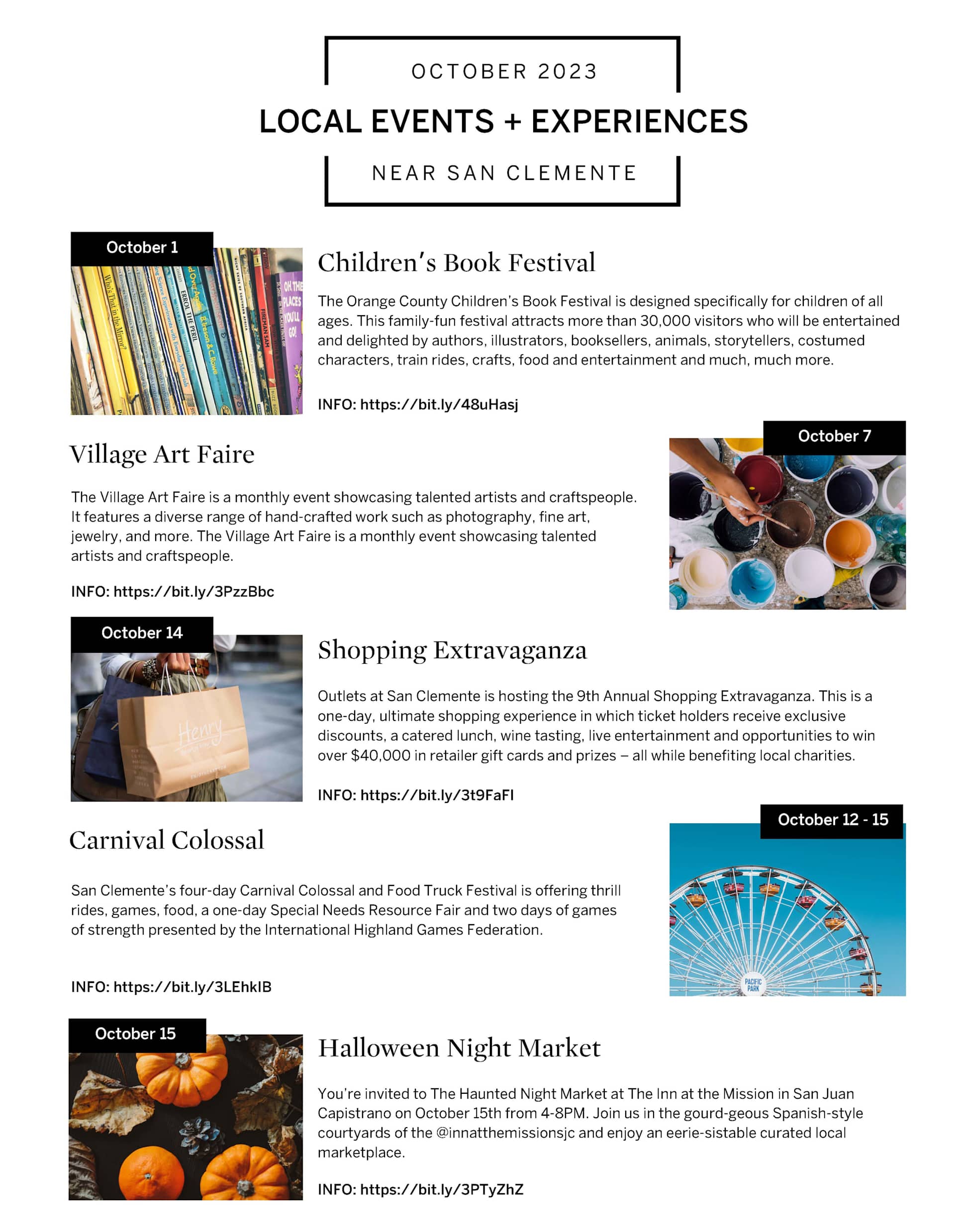 October Calendar of Events | Echelberger Group