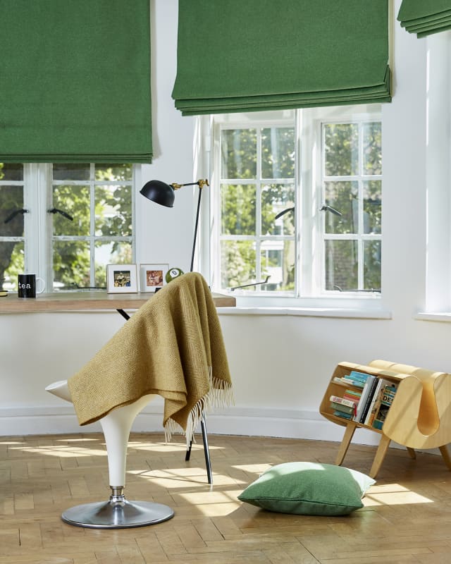 Stitched | Interior Inspiration: Green silk/wool blinds