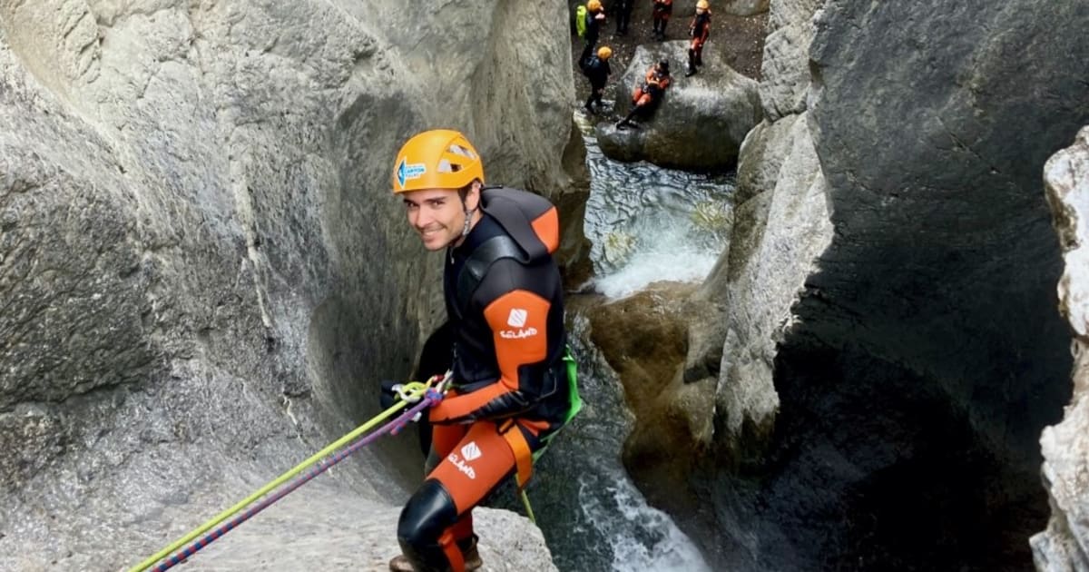 Canyoning in the Canadian Rockies in Heart Creek Canyon, near Banff ...