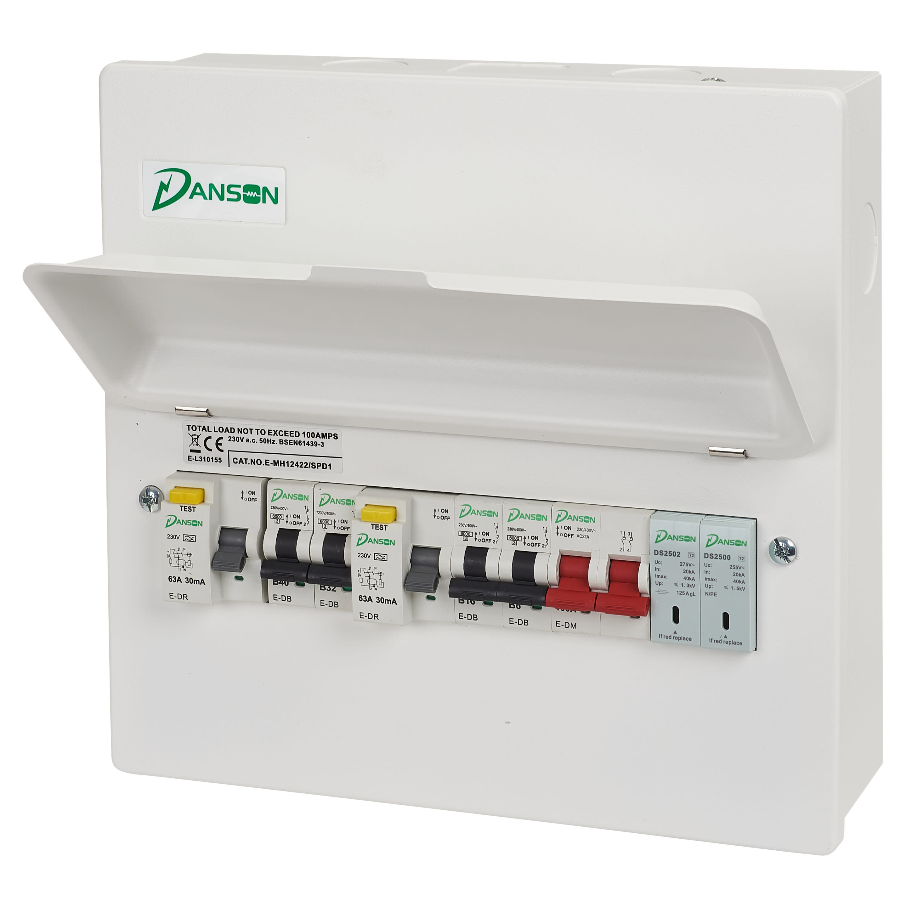Danson Split Load Dual RCD 12 Modules Metal Consumer Unit SPD 2 x Type ... Danson Split Load Dual RCD 12 Modules Metal Consumer Unit SPD 2 x Type ...