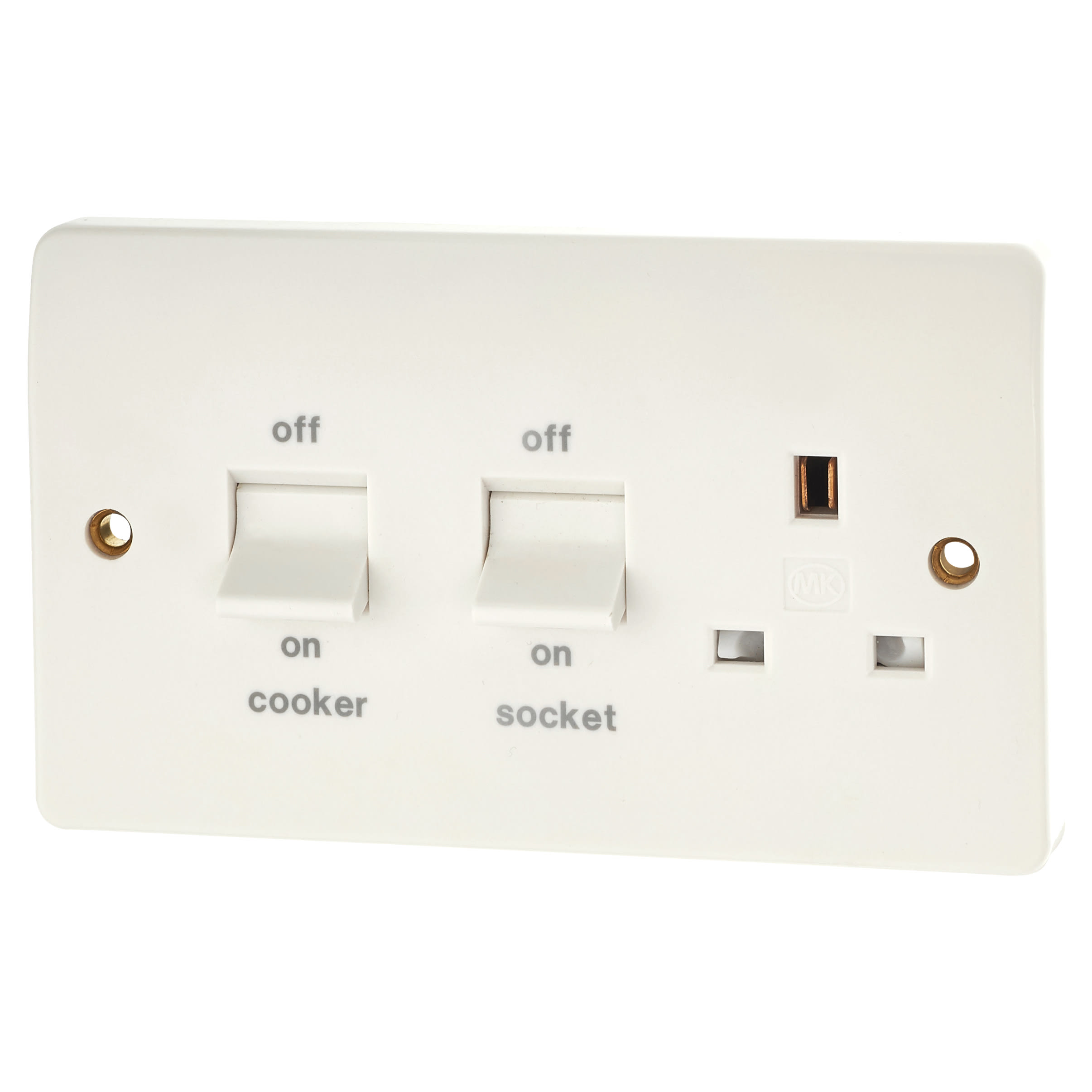 Mk Logic Plus 45a 1 Gang Double Pole Cooker Switch And 13a Switched