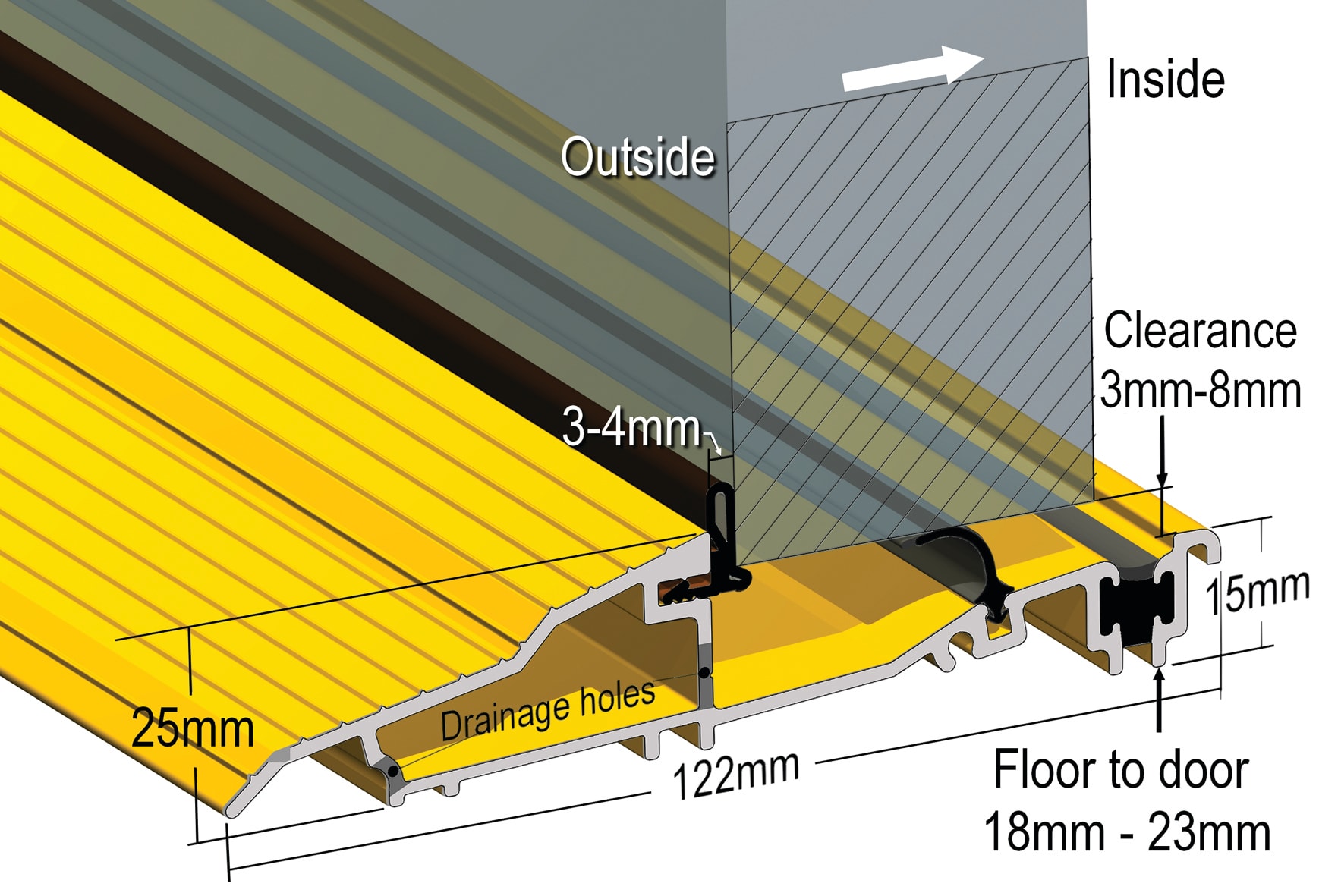 Threshold - PROLINE OUTWARD AM5EX SILVER 2000mm | IronmongeryDirect ...