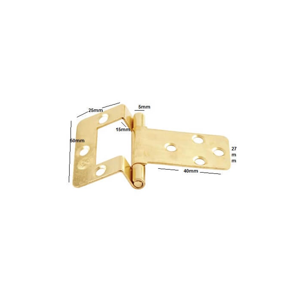 Cranked Type 1 Flush Hinge - 16 x 51mm - Brass Plated - Pack of 5 pairs ...