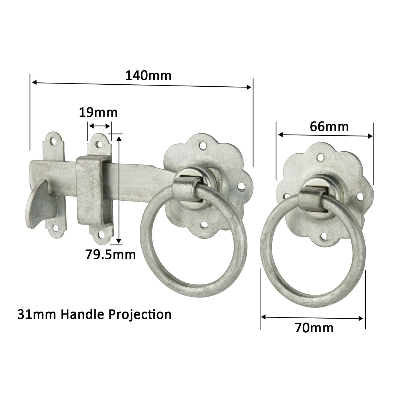 Plain Ring Gate Latch - 140mm - Galvanised | IronmongeryDirect | Same ...